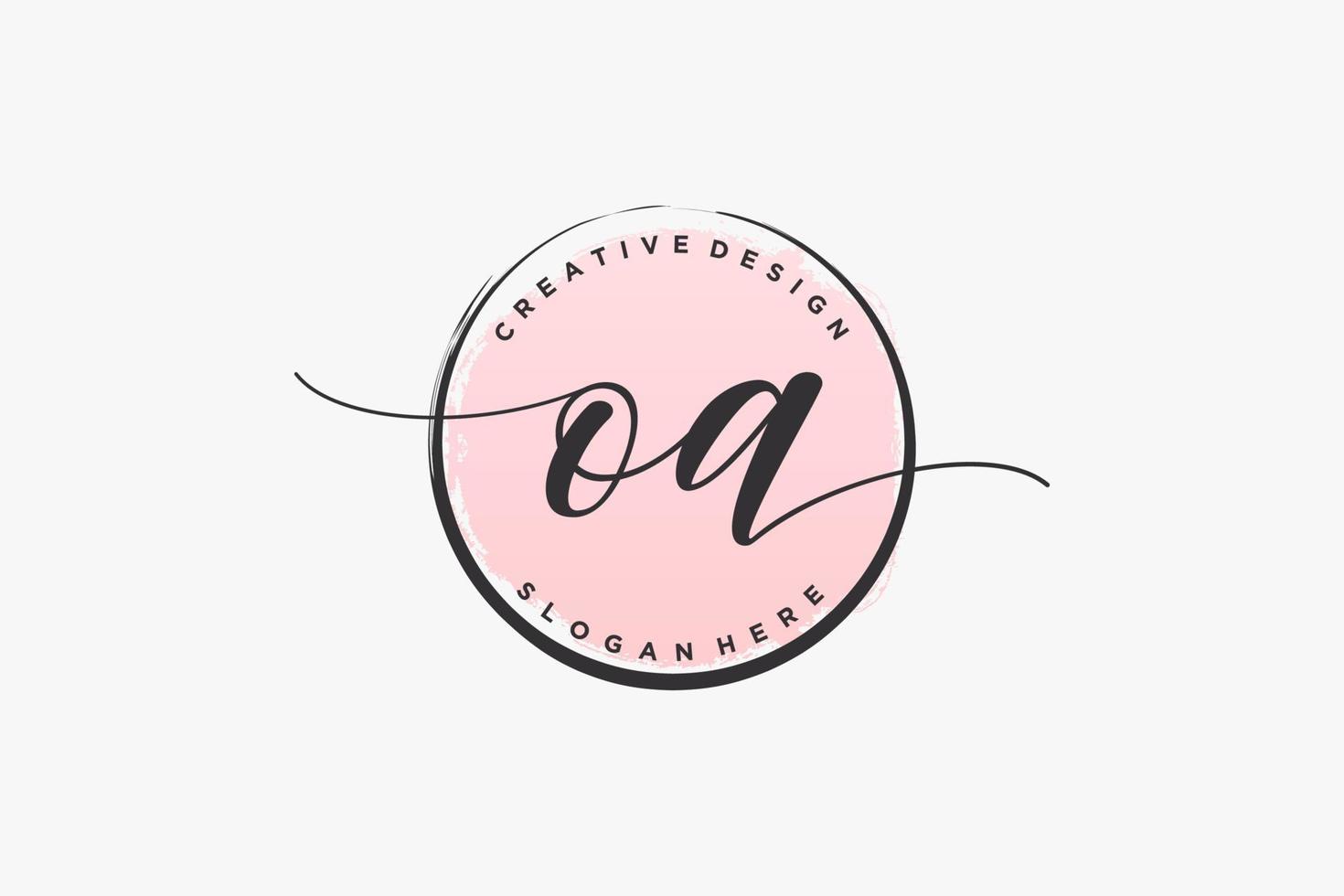 Initial Qa Handwriting Logo With Circle Template Vector Signature