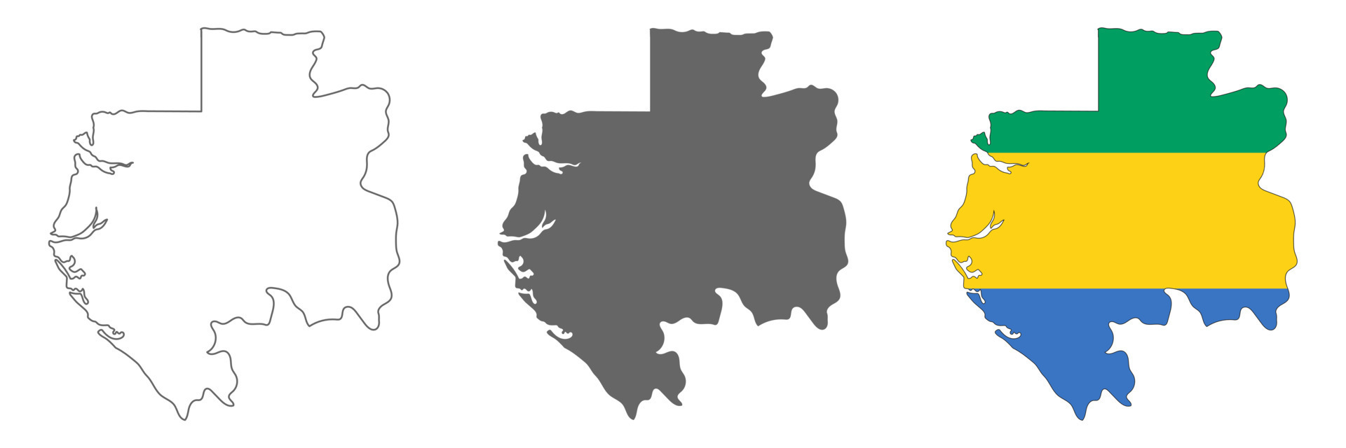 Mapa De Gabón Muy Detallado Con Bordes Aislados En Segundo Plano