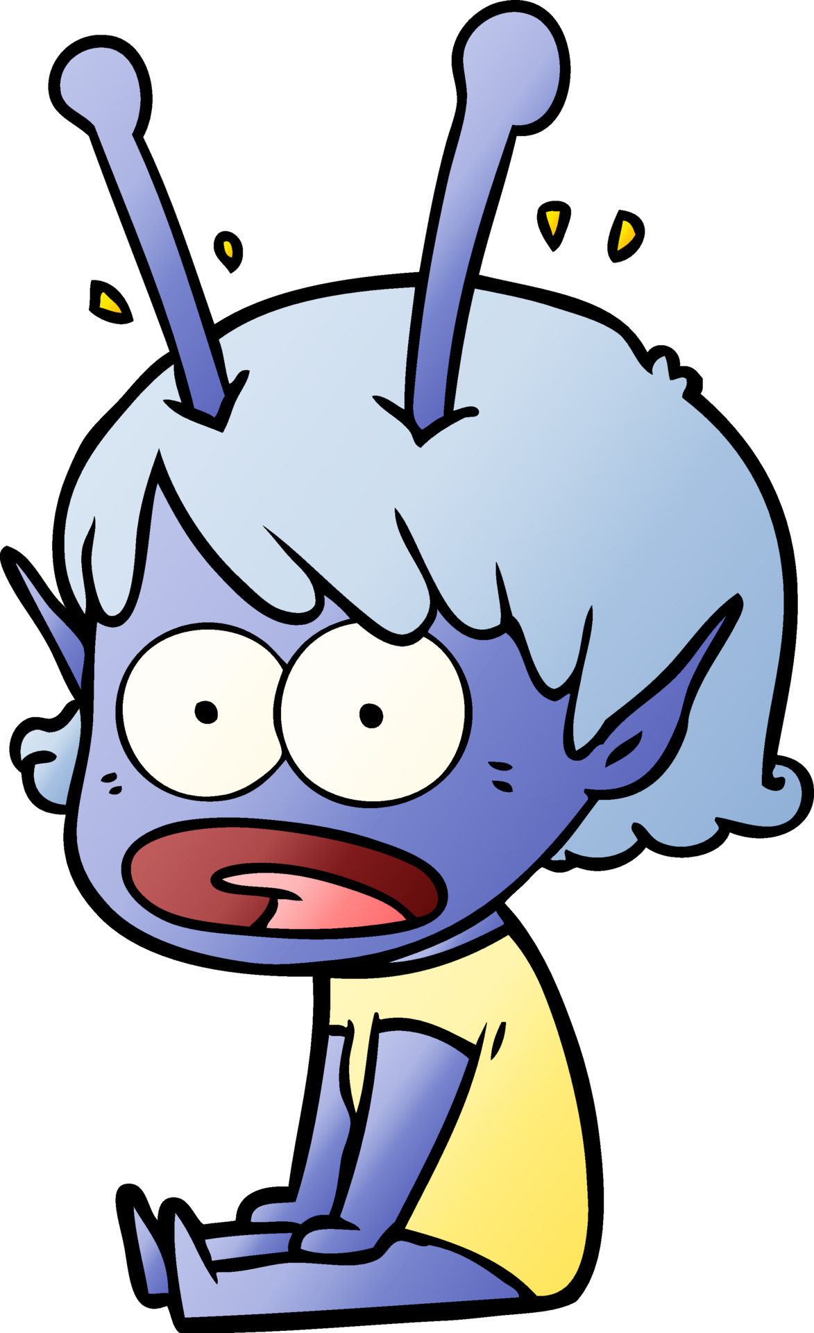 Cartoon Shocked Alien Girl 12546426 Vector Art At Vecteezy