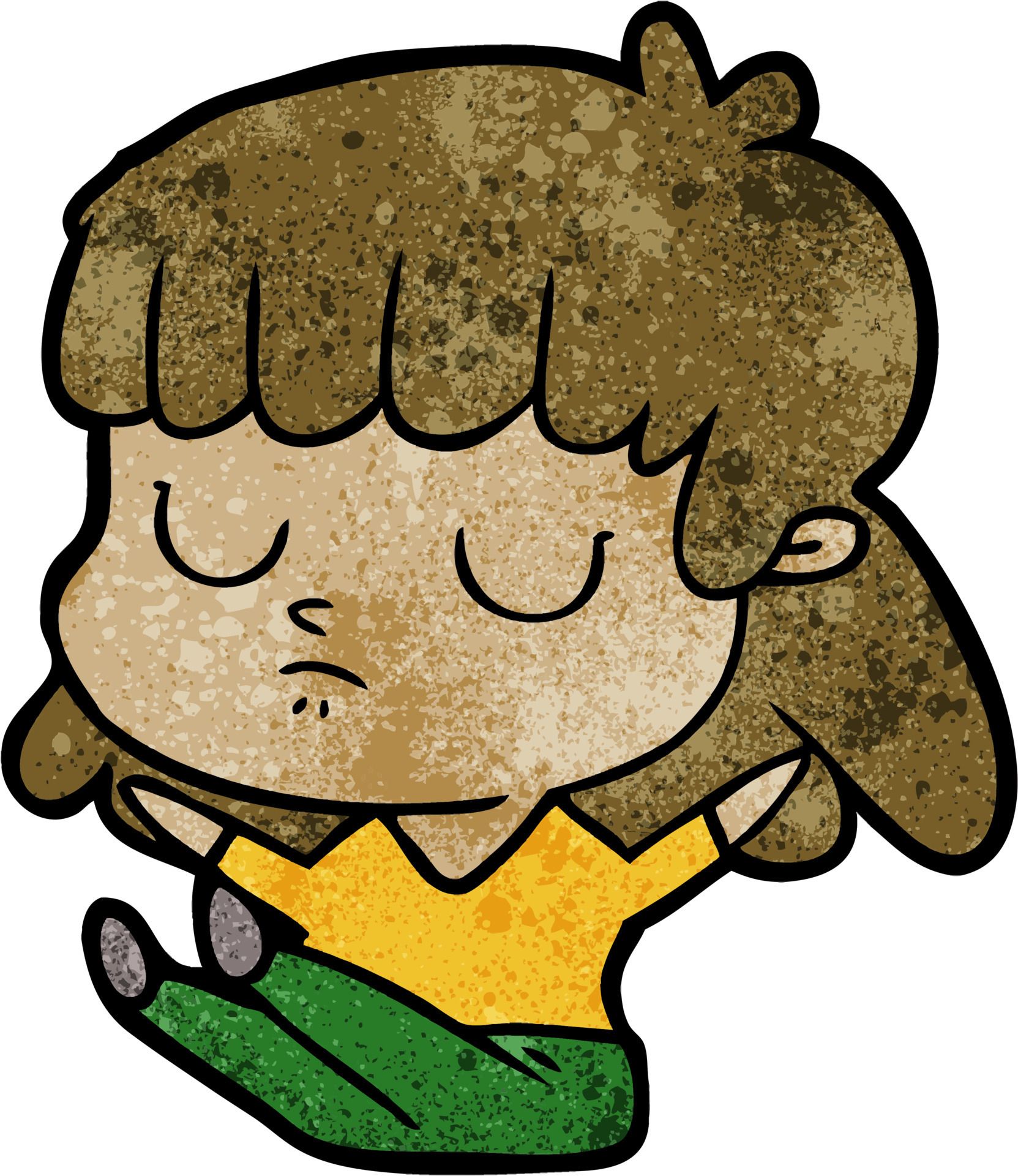 cartoon indifferent woman sitting 12547811 Vector Art at Vecteezy