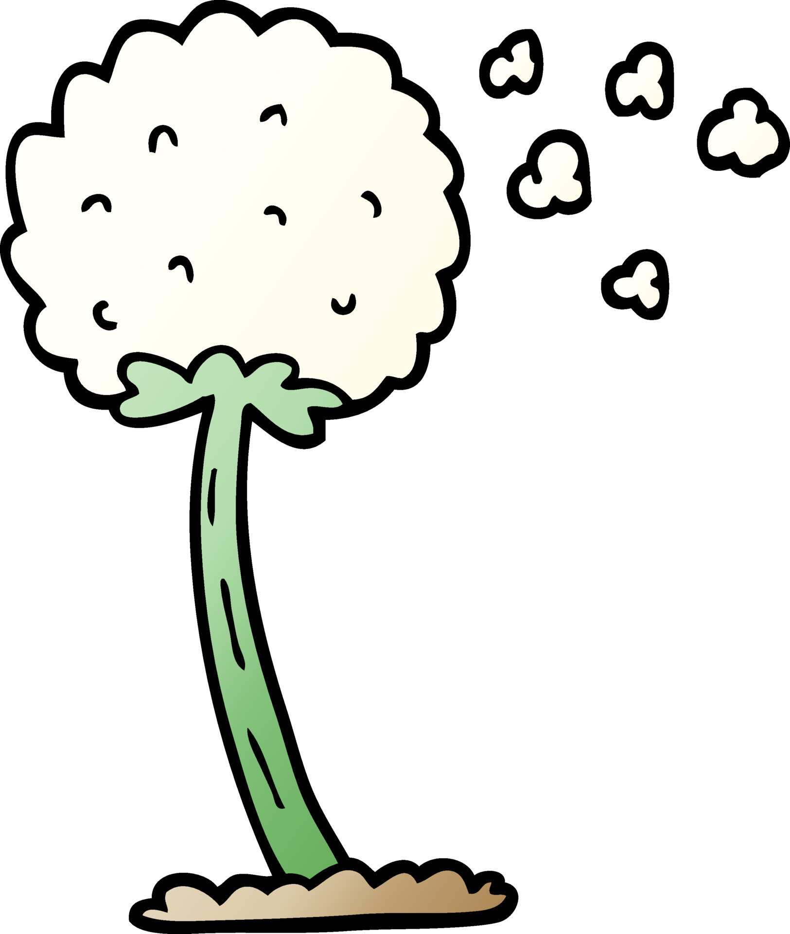 Vector Gradient Illustration Cartoon Dandelion Blowing In Wind 12551373 Vector Art At Vecteezy