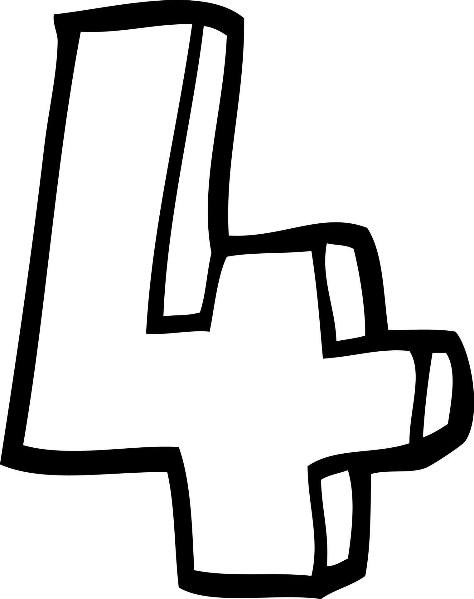 black and white cartoon number four 12551432 Vector Art at Vecteezy