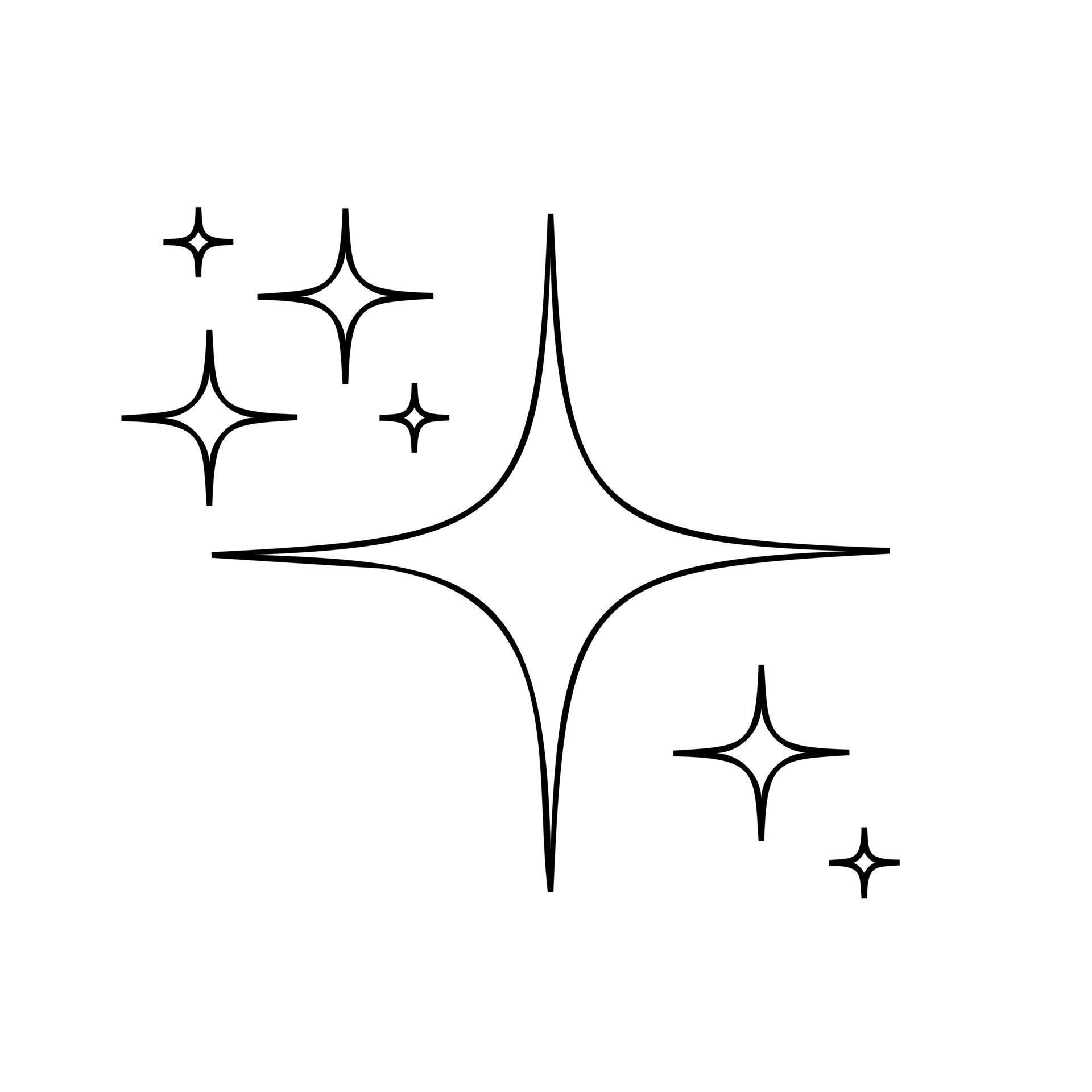 Outline star sparkles and twinkles isolated on white background. Bright flash, shiny glow ...