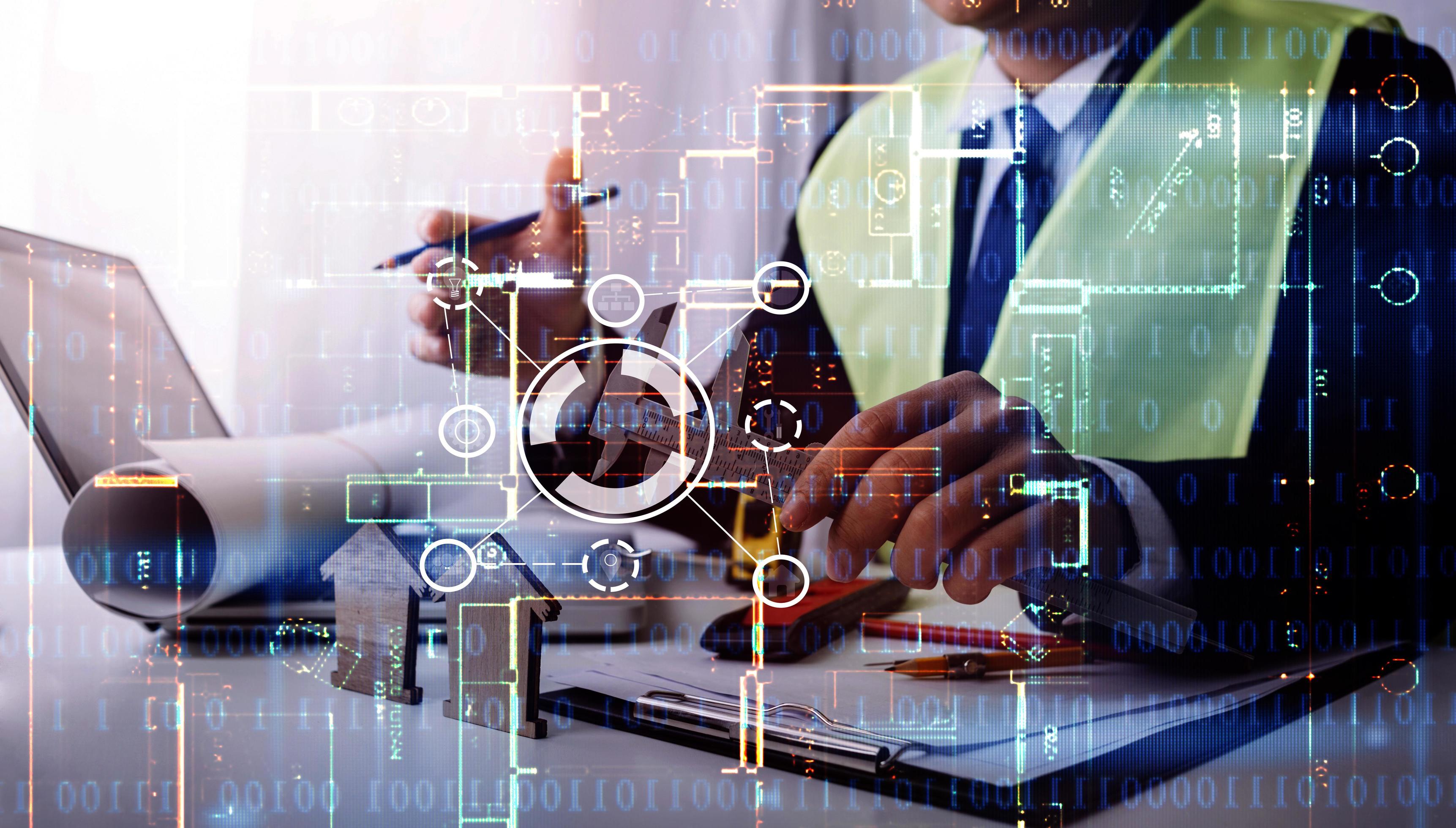 escena de discusión de ingenieros industriales, arquitecto de construcción con una gran ...