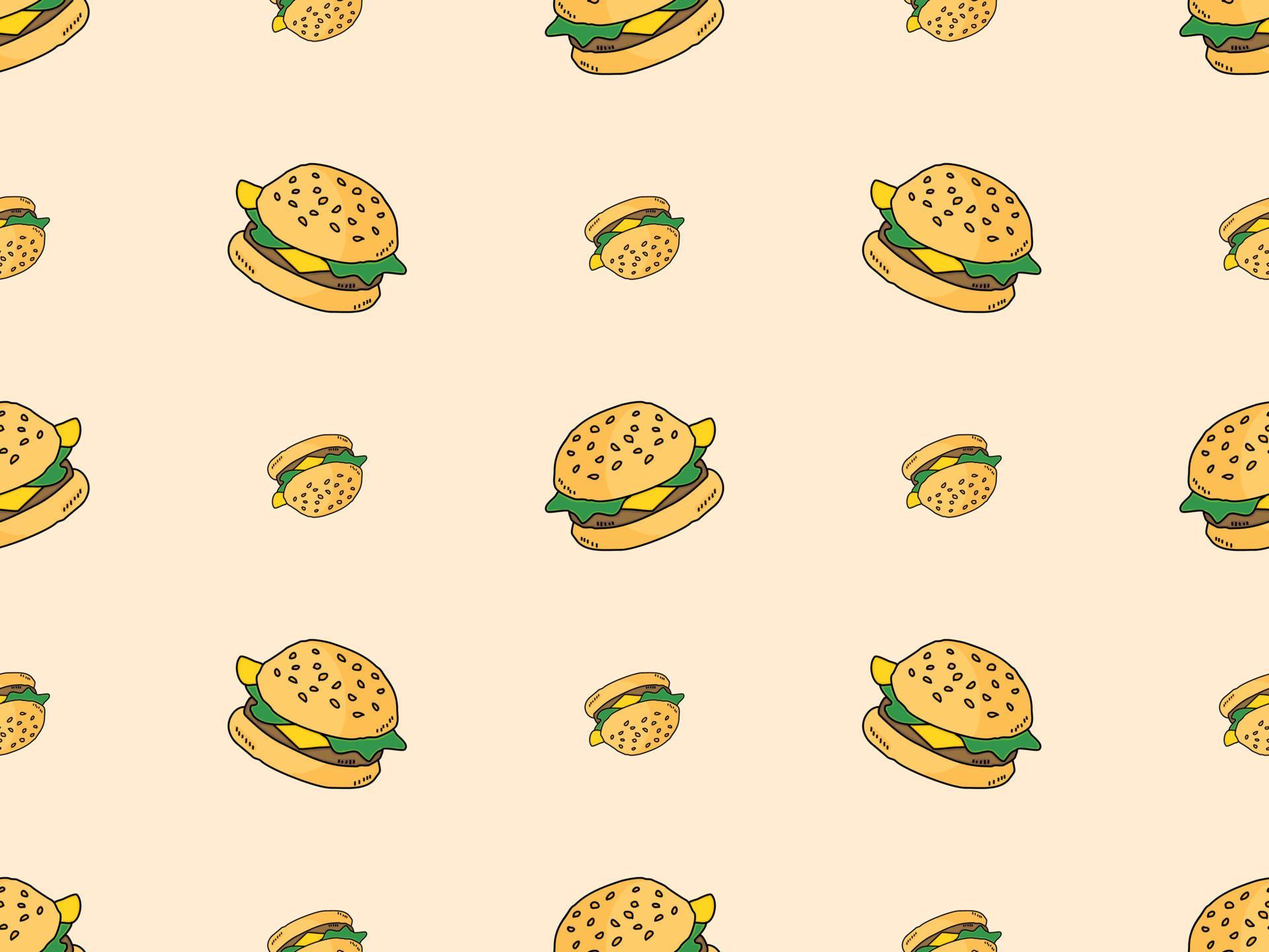 Hamburger Cartoon Character Seamless Pattern On Yellow Background 12572671 Vector Art At Vecteezy