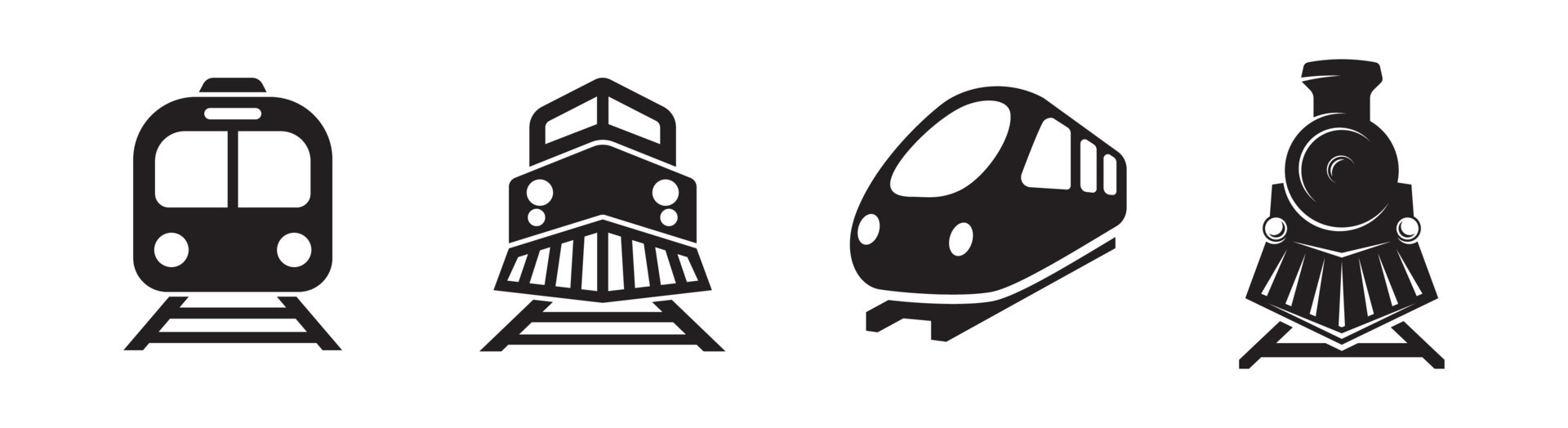 Train icon set of 4, design element suitable for websites, print design ...