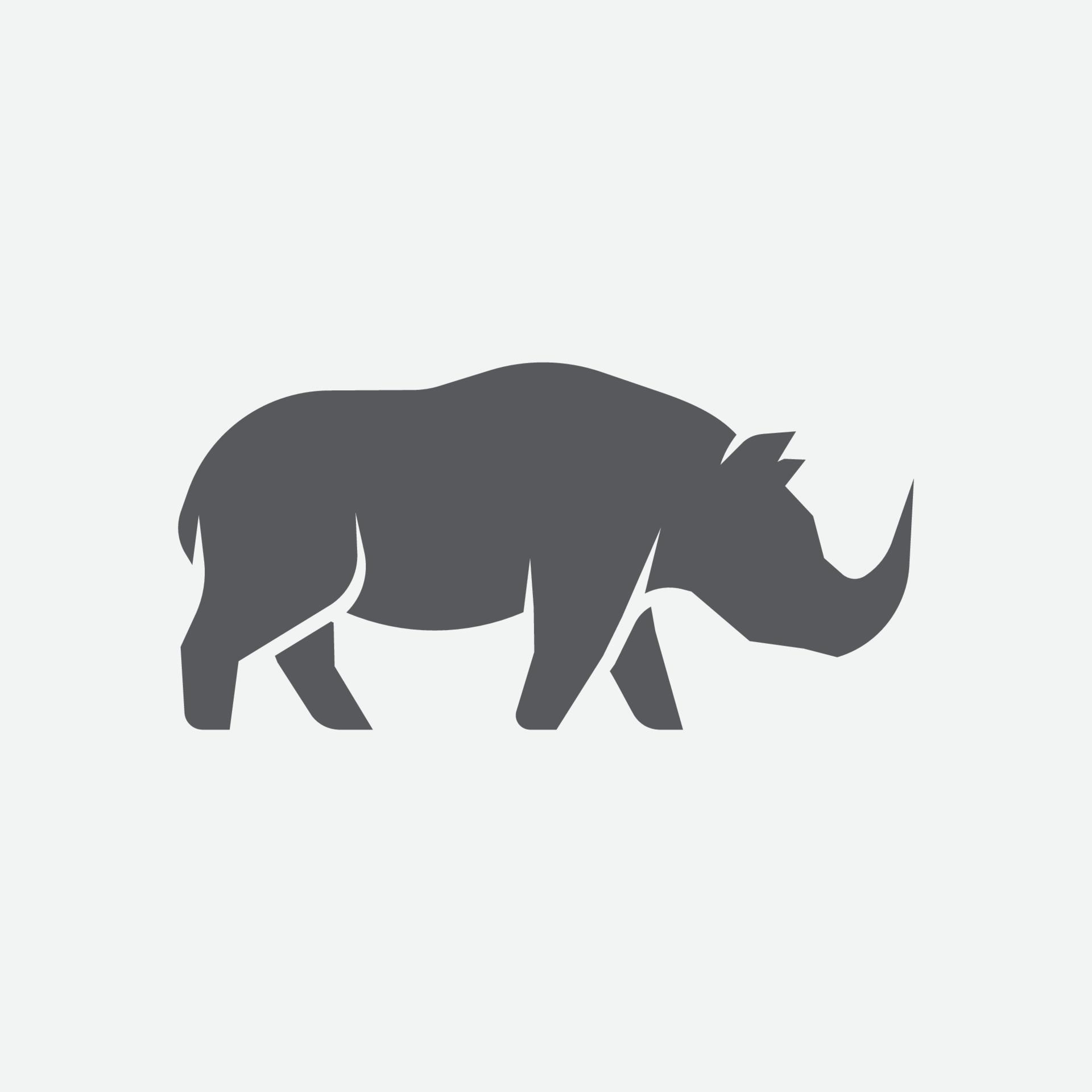 Rhino icon. Vector illustration silhouette of a rhino. Rhinoceros side view design element ...