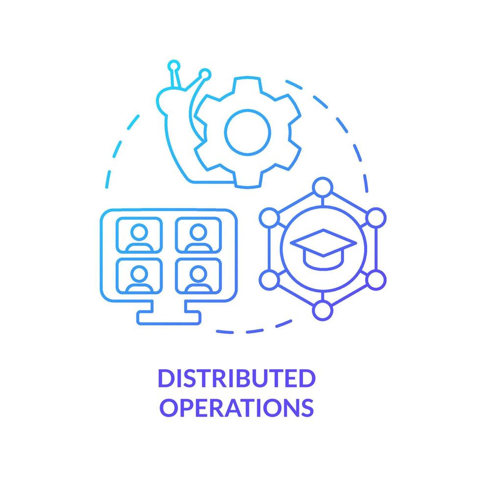 Distributed Operations Blue Gradient Concept Icon Difficult To Adapt Issue In Higher Education