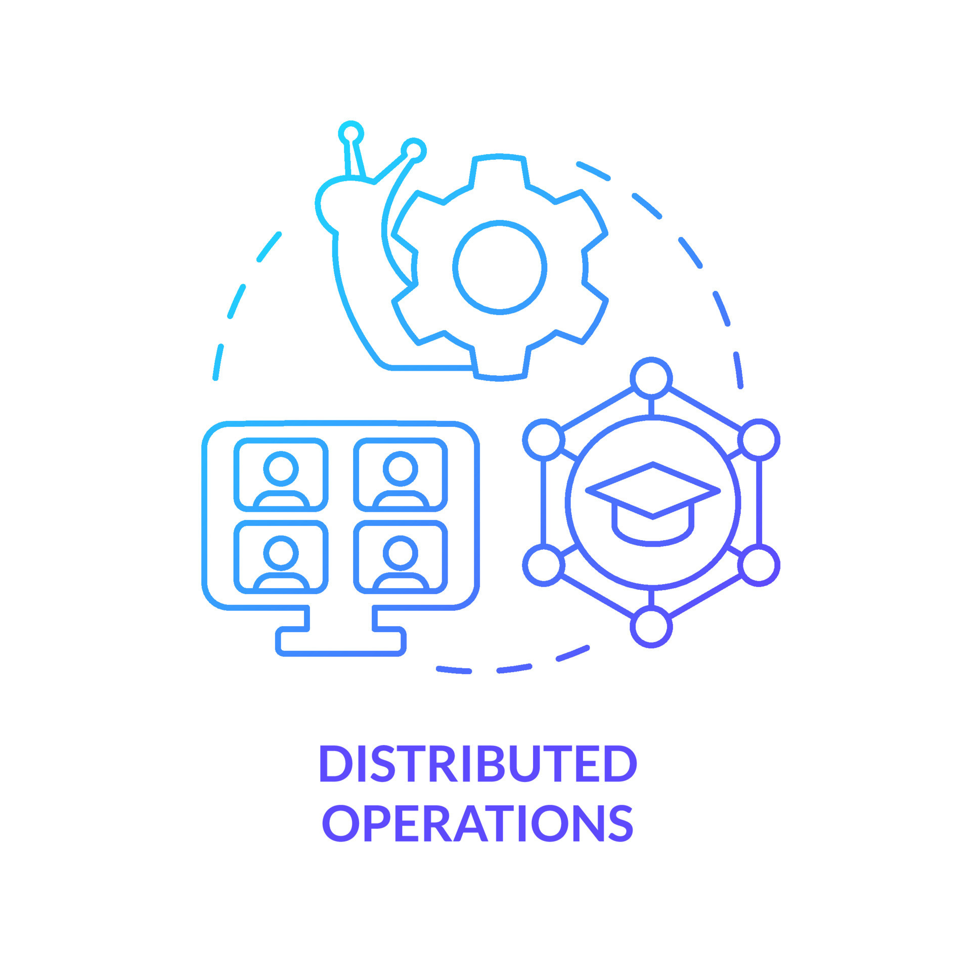 Distributed Operations Blue Gradient Concept Icon Difficult To Adapt Issue In Higher Education