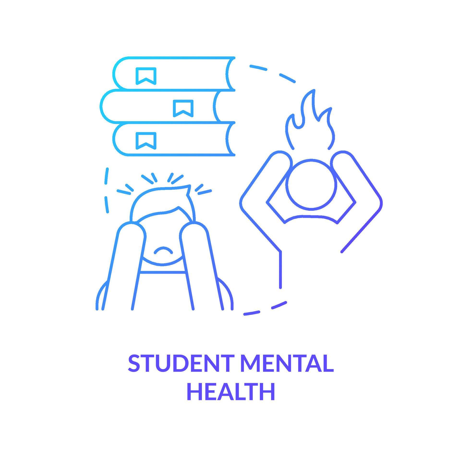 Student mental health blue gradient concept icon. Stress and anxiety ... Student mental health blue gradient concept icon. Stress and anxiety ...