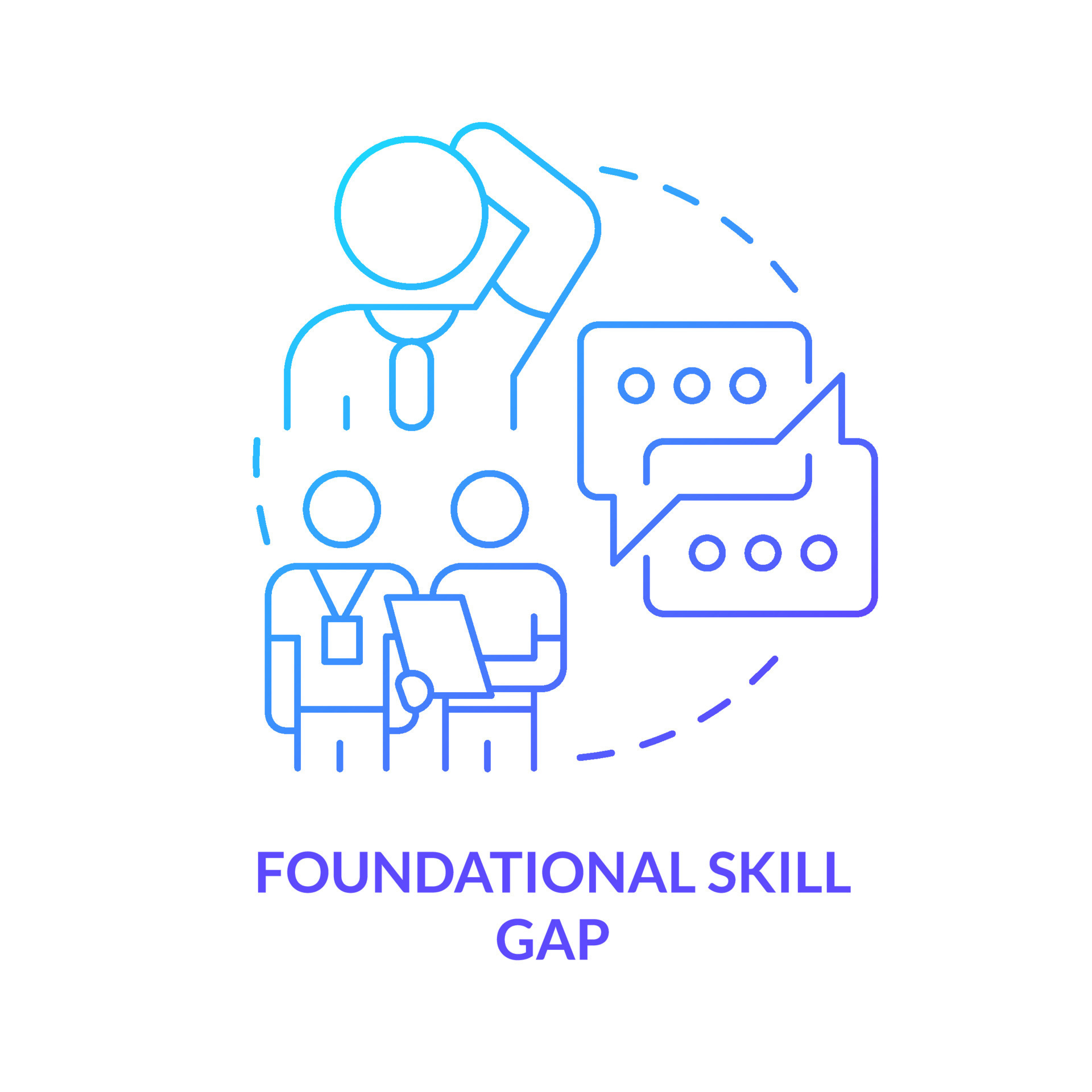 Foundational Skill Gap Blue Gradient Concept Icon Soft Skills Absence Issue In Higher