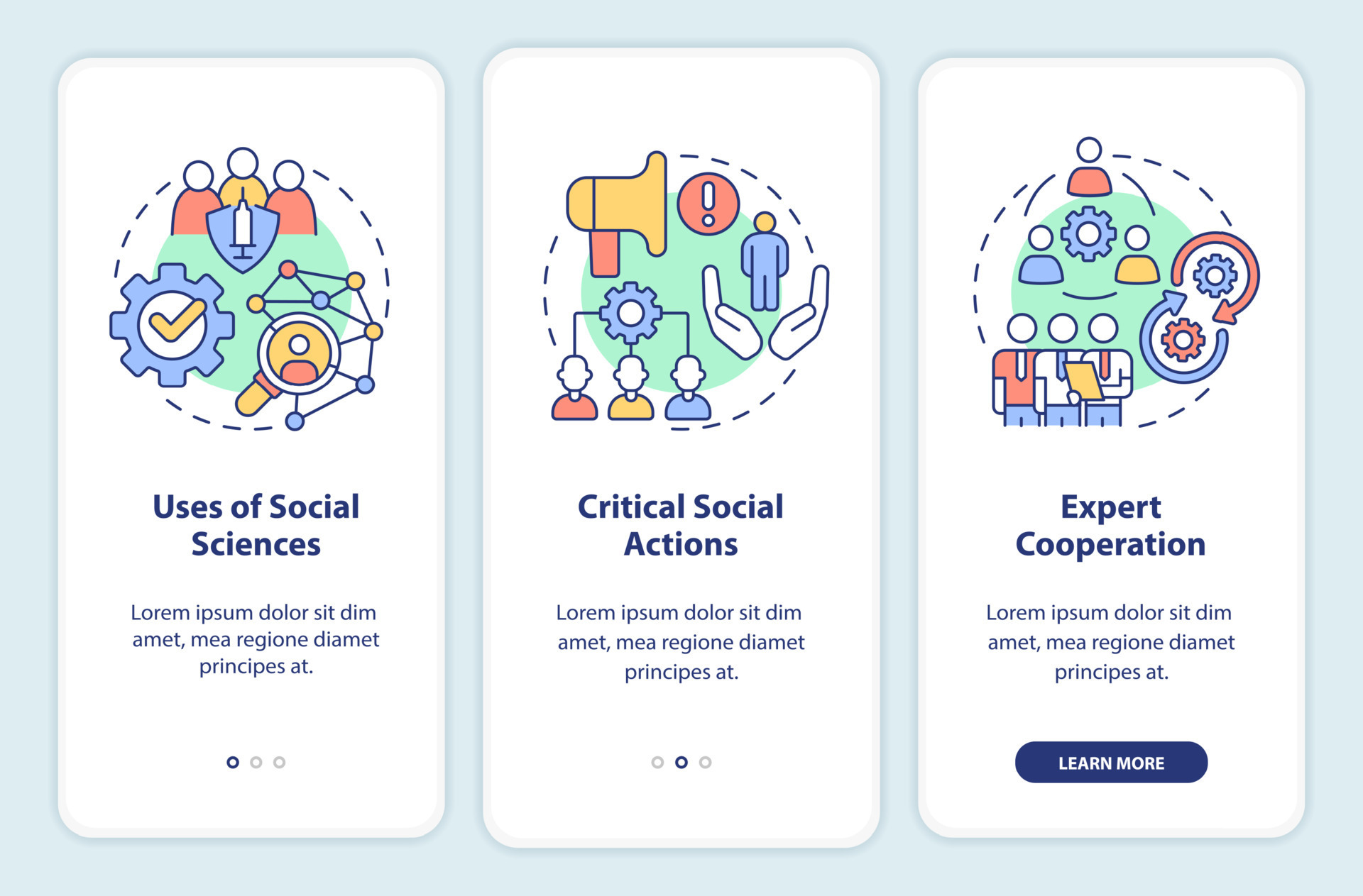 Pandemic Preparedness Onboarding Mobile App Screen Walkthrough 3 Steps Editable Graphic