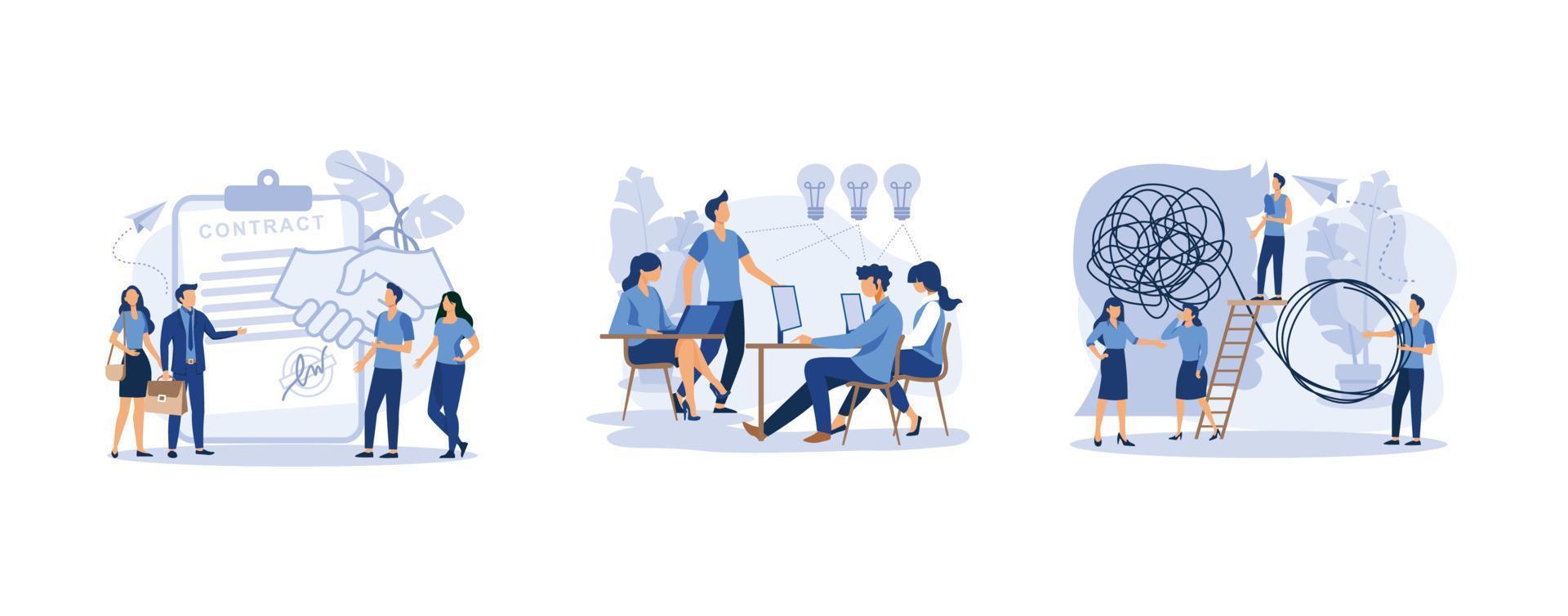 conclusion of a contract, business meeting and brainstorming, business problem solving concept ...