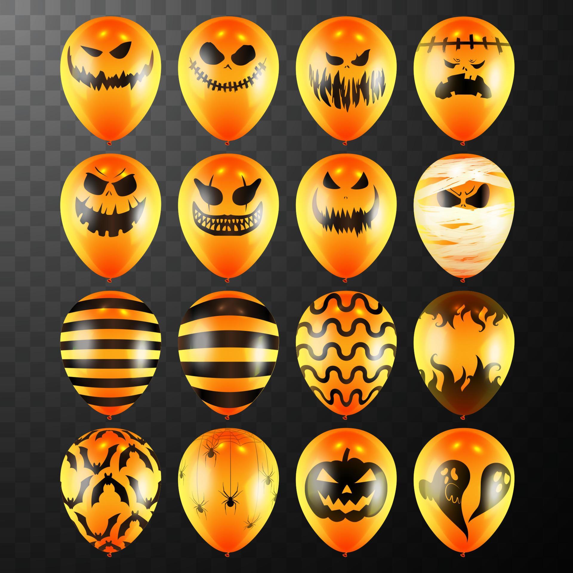 conjunto de globos de aire de halloween brillantes con caras de miedo ... conjunto de globos de aire de halloween brillantes con caras de miedo ...