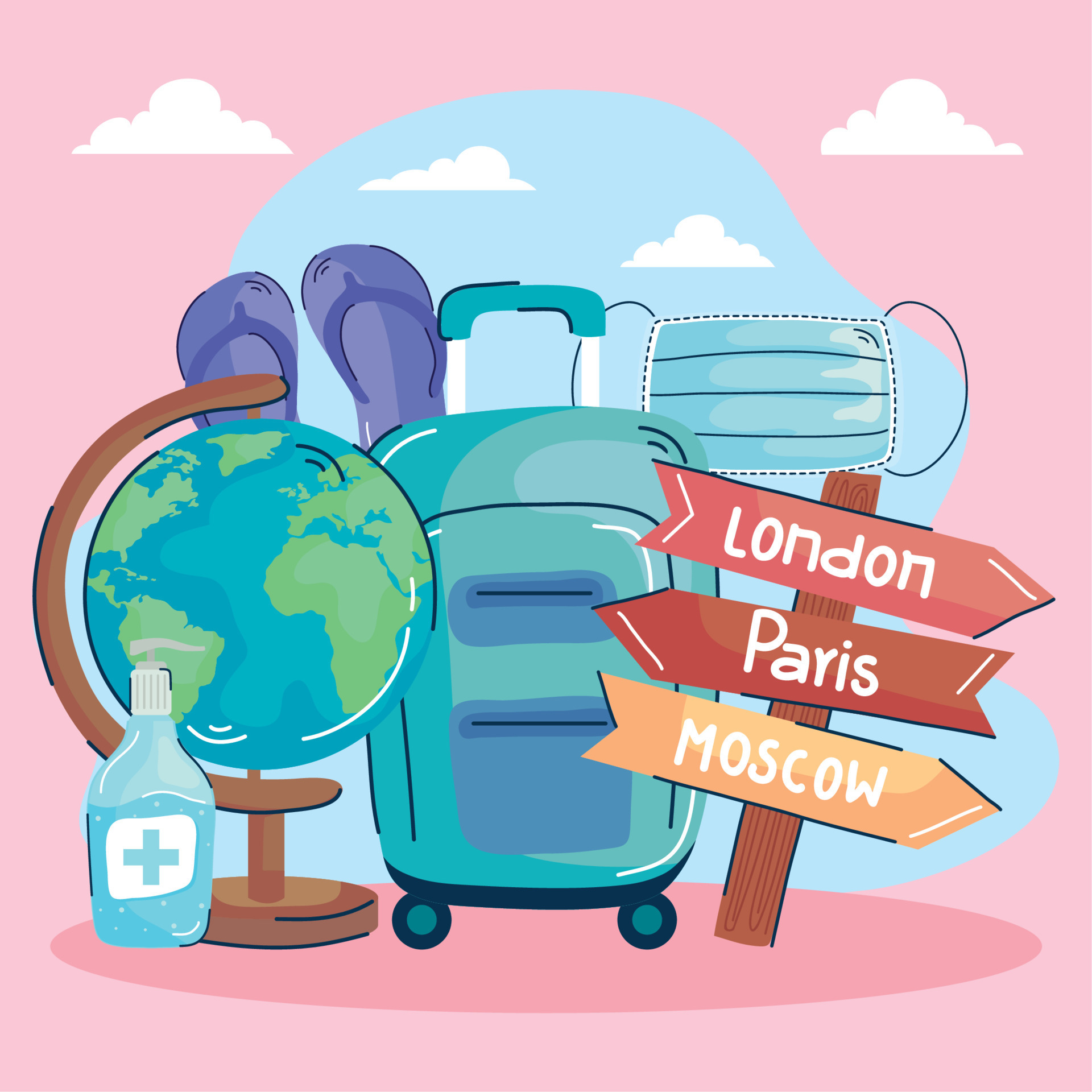 Traveling Six Icons 12580771 Vector Art At Vecteezy