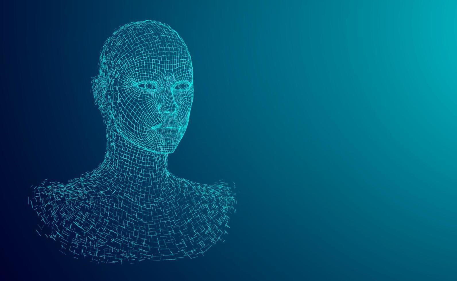 Ai digital brain. Artificial intelligence concept. Human head in robot ...