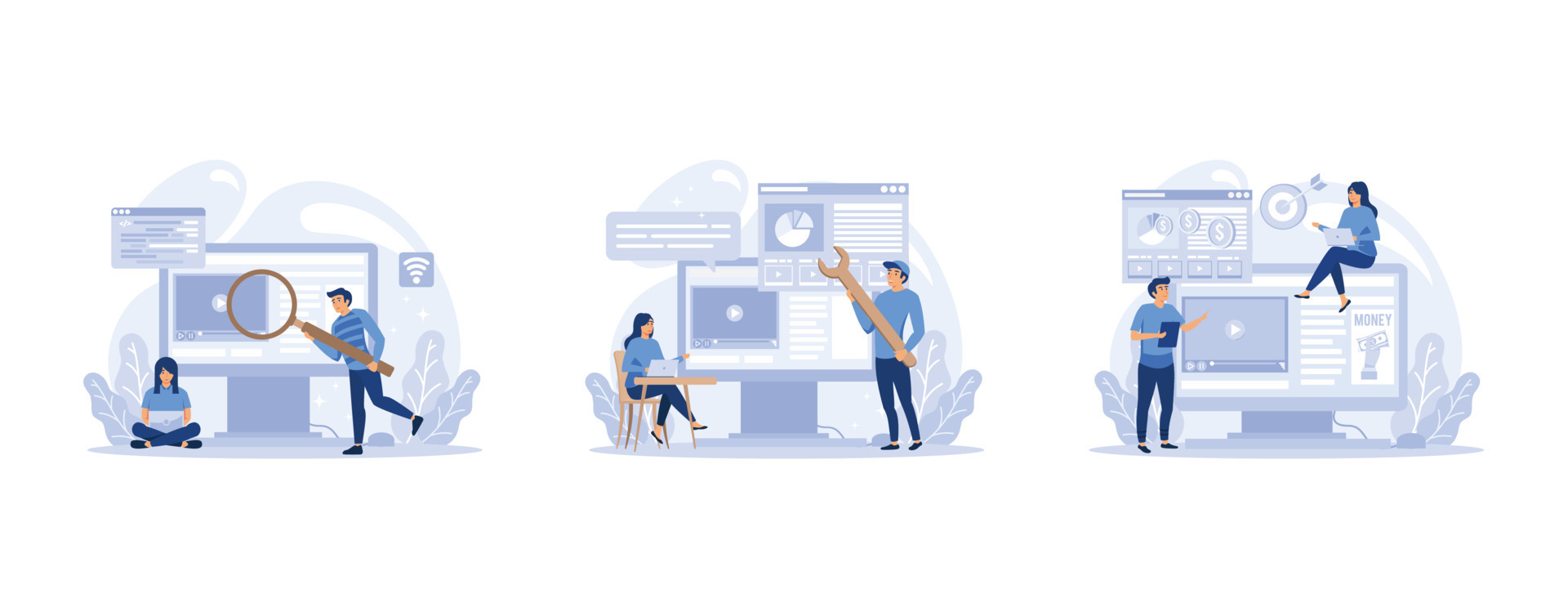It Profession Set Programmer Write Software And Create Code For Computer Coding Script For
