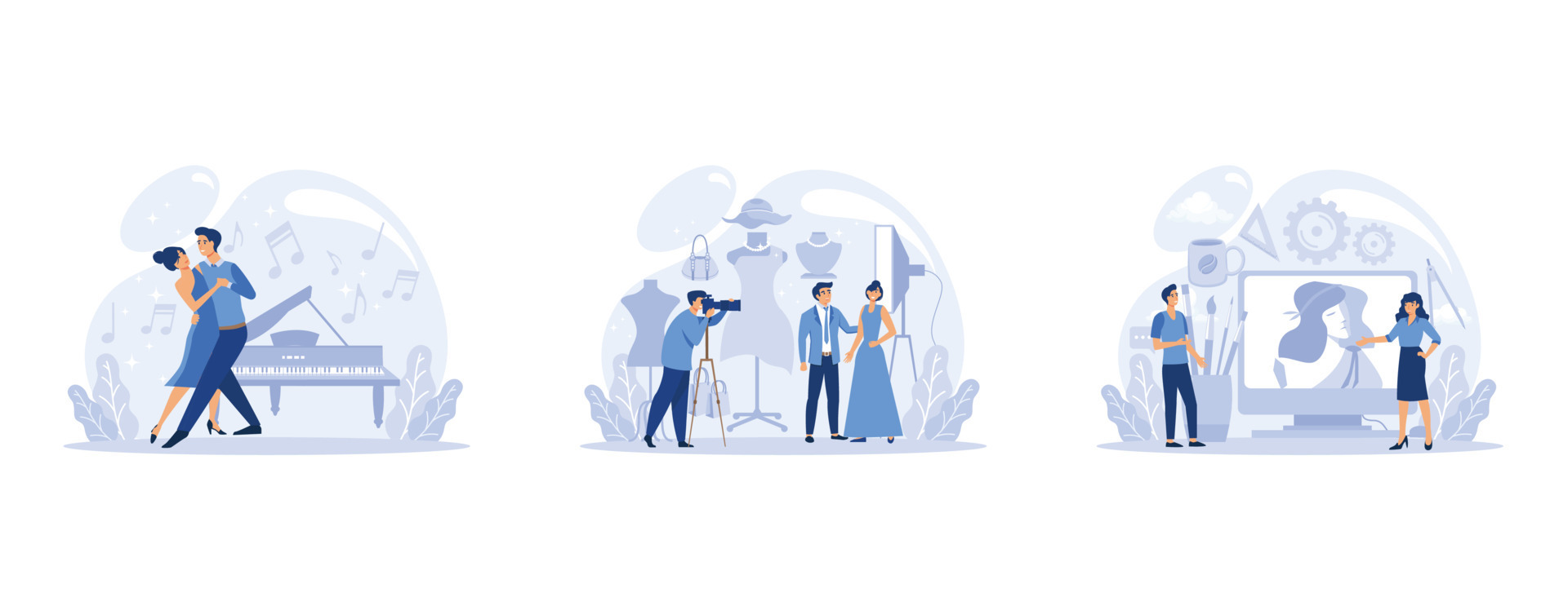 IT profession set. Programmer write software and create code for ...