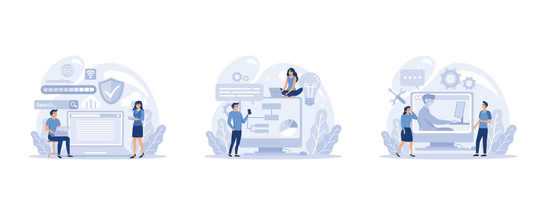 It Profession Set Programmer Write Software And Create Code For Computer Coding Script For