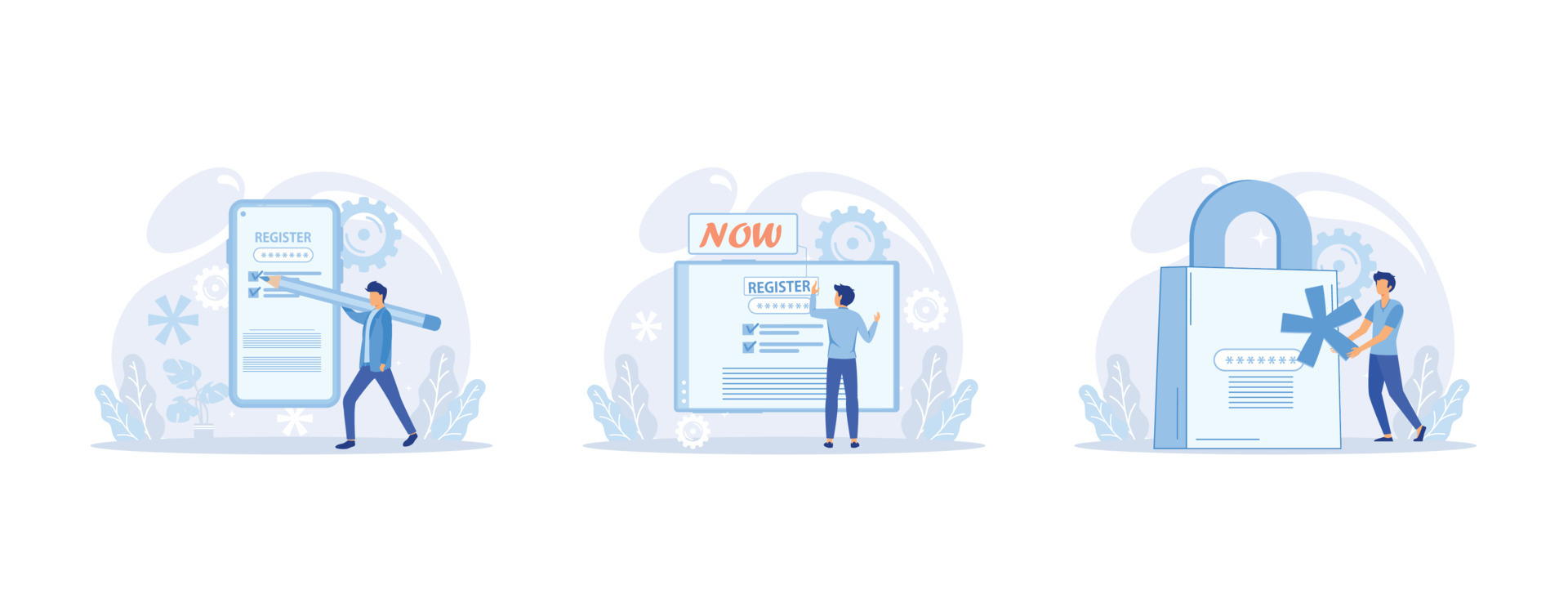People Using Secure Login And Password Account Data Authorization Characters Use Personal Data