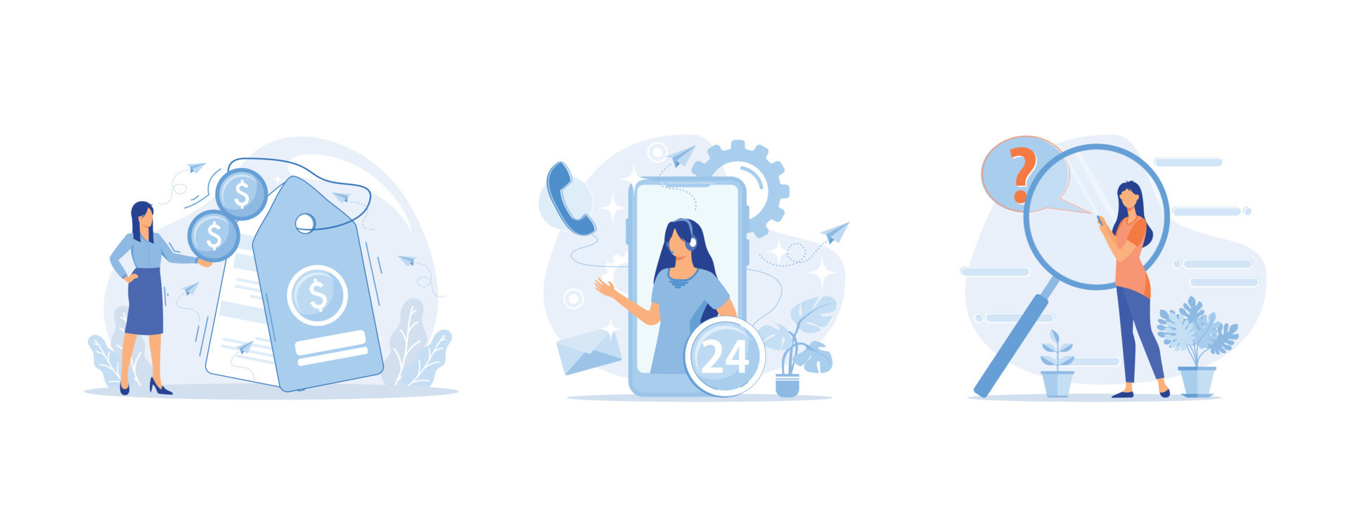 Pricing Abstract Concept Support Abstract Concept Faq Abstract Concept Set Flat Vector