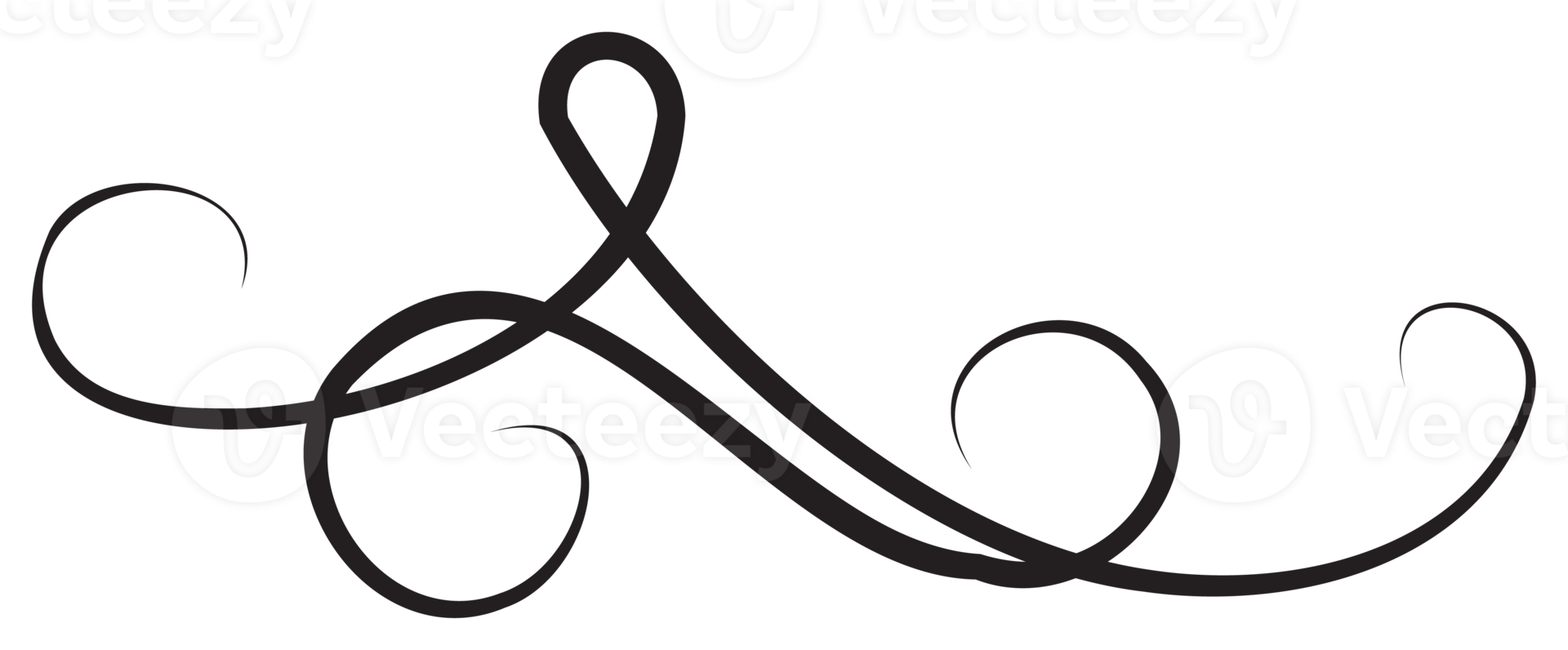 Calligraphic design element with black thin line. PNG with transparent ... Calligraphic design element with black thin line. PNG with transparent ...