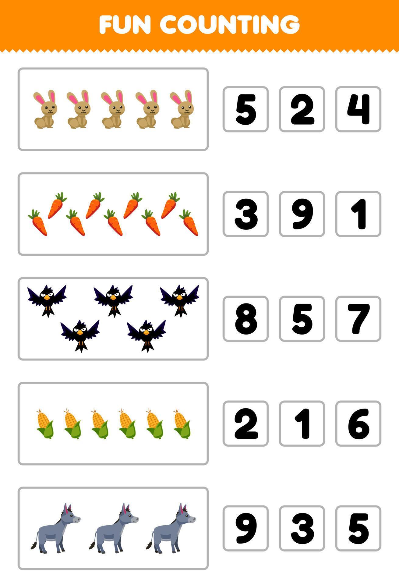 Education game for children fun counting and choosing the correct ...