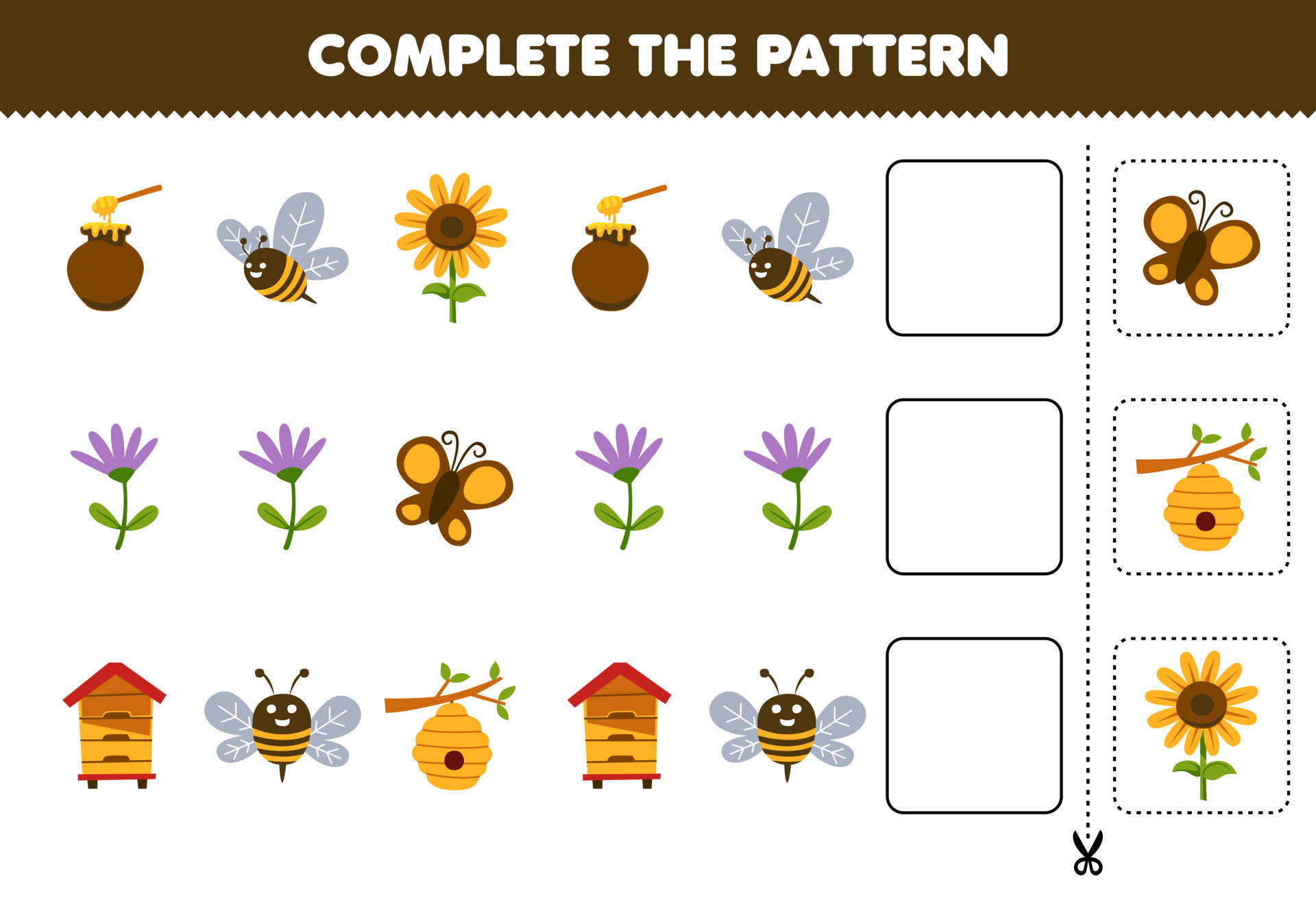 Education game for children complete the pattern logical thinking find ...