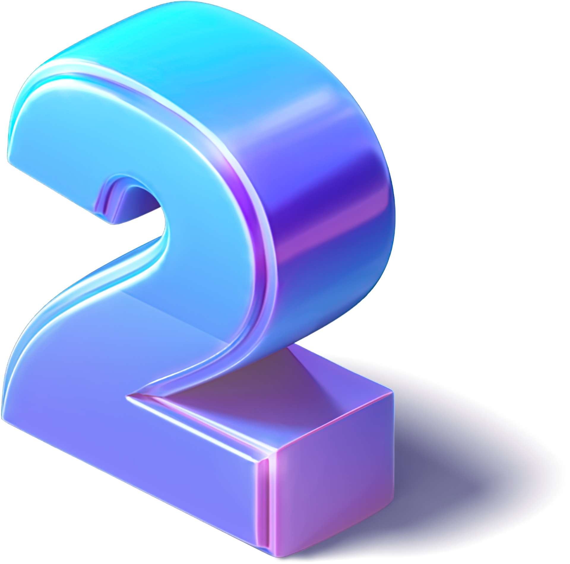 Number 2 Two 3D Isometric 12596060 PNG