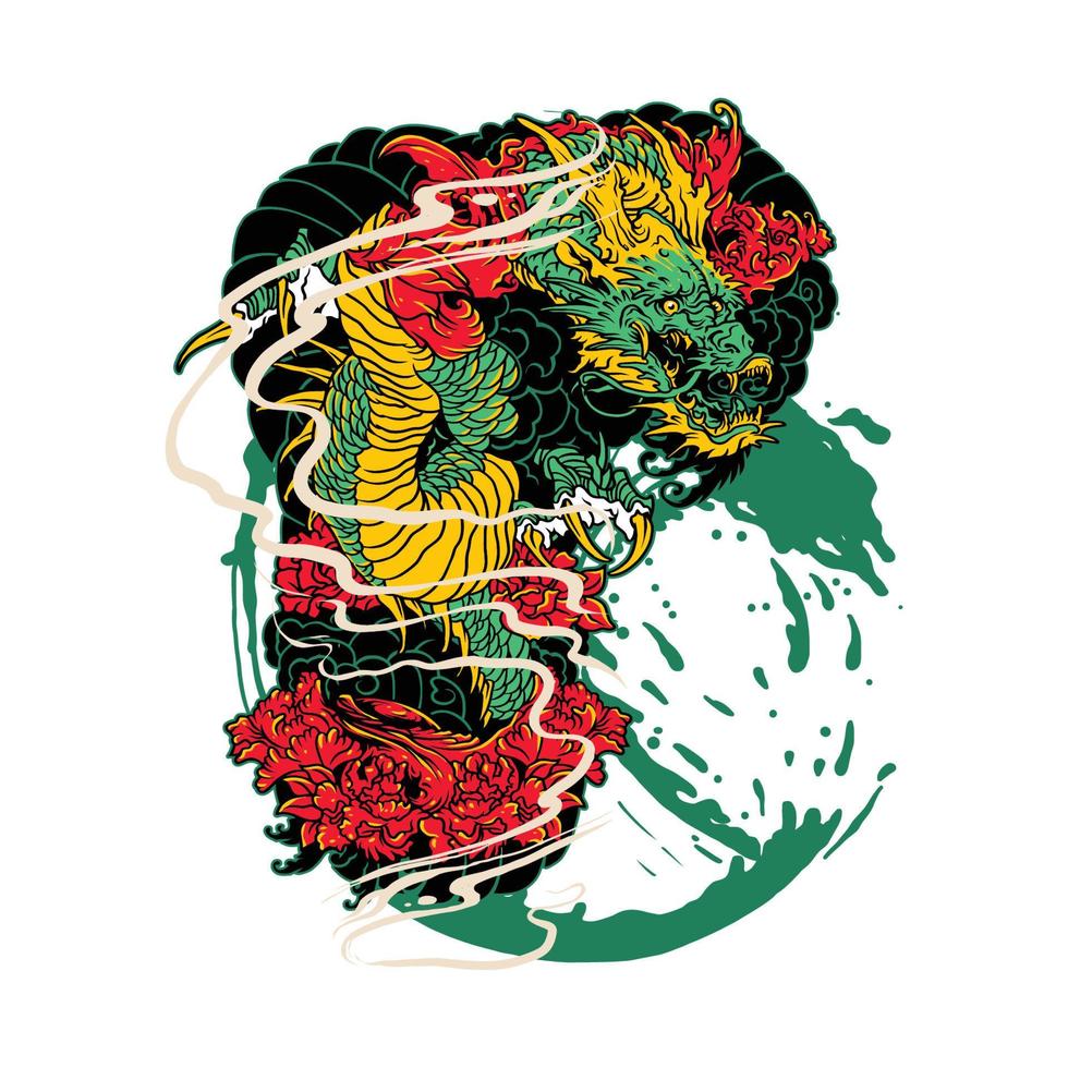 Dragón Japonés Ori Puede Usarse Para Estampado De Camisetas Estampado