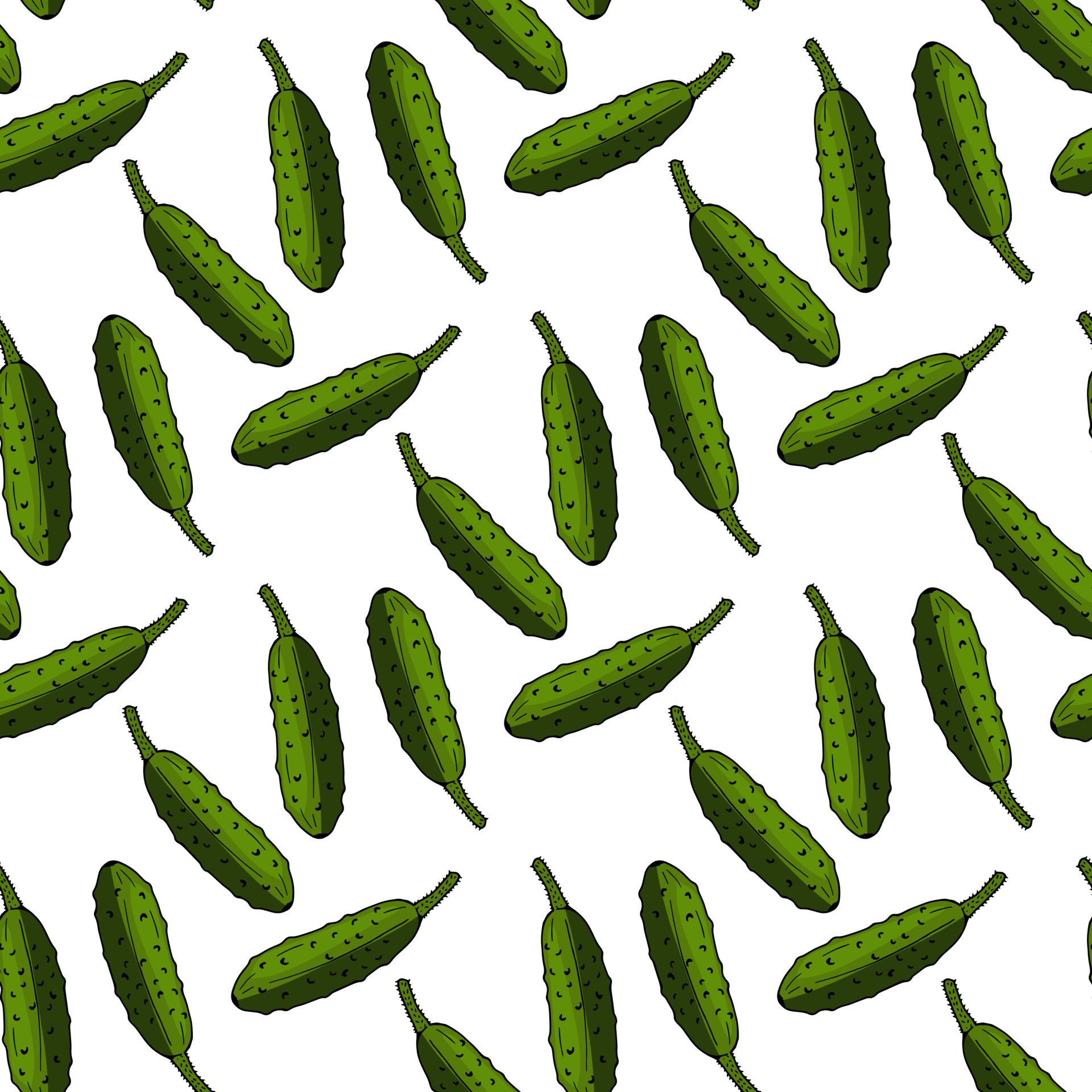 Seamless pattern with doodle tasty cucumbers on white background. Vector image. 12605303 Vector ...