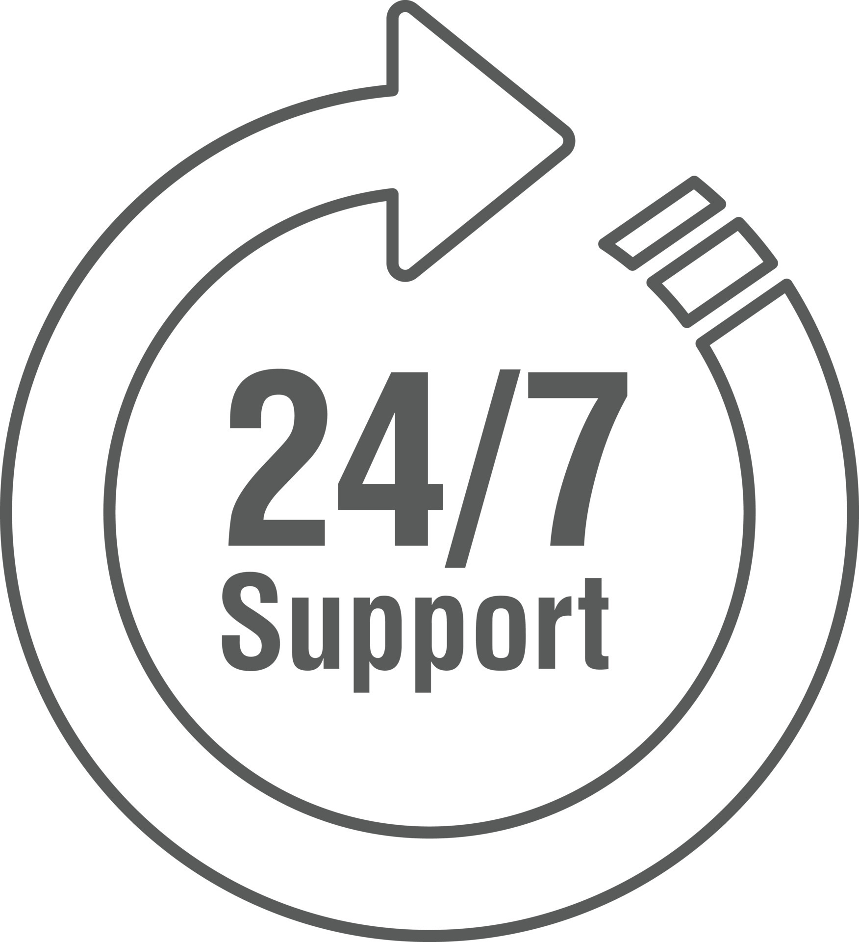 24 hours a day, 7 days a week support line icon, symbol, badge isolated ...