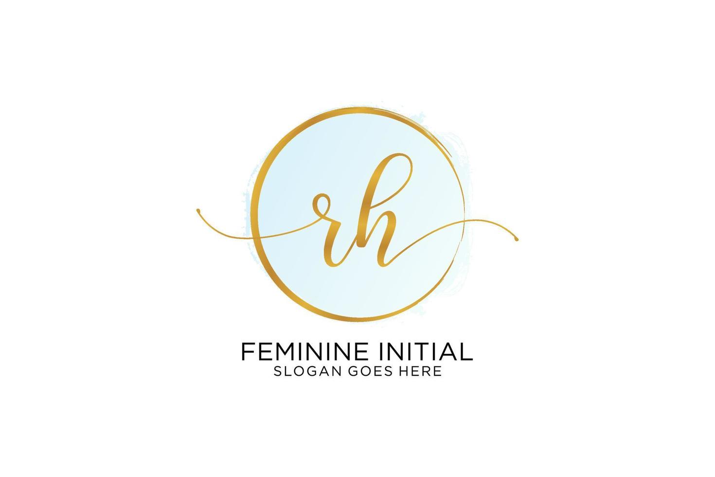 Initial Rh Handwriting Logo With Circle Template Vector Signature