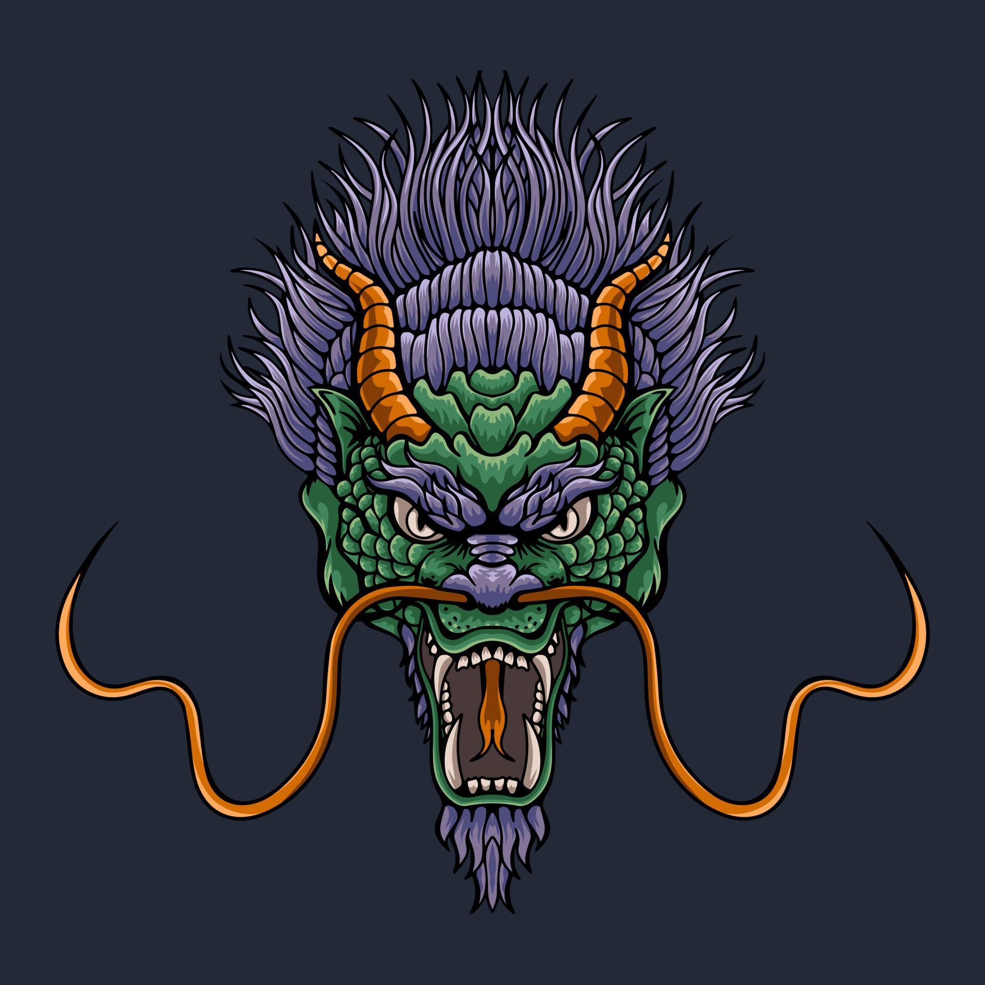 Oriental dragon head vector design illustration 12607934 Vector Art at ...