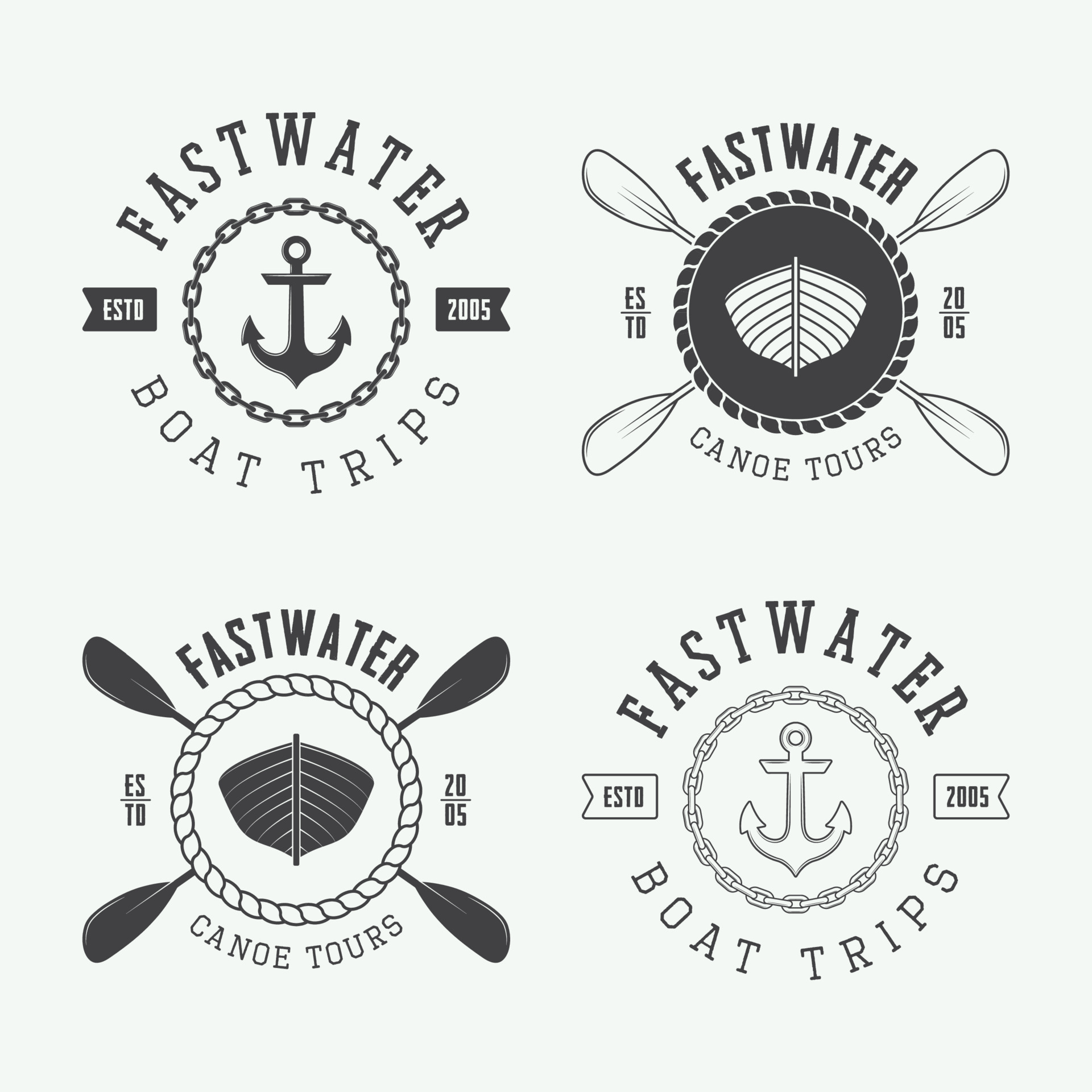 Set of vintage rafting logo, labels and badges. Vector illustration ... Set of vintage rafting logo, labels and badges. Vector illustration ...