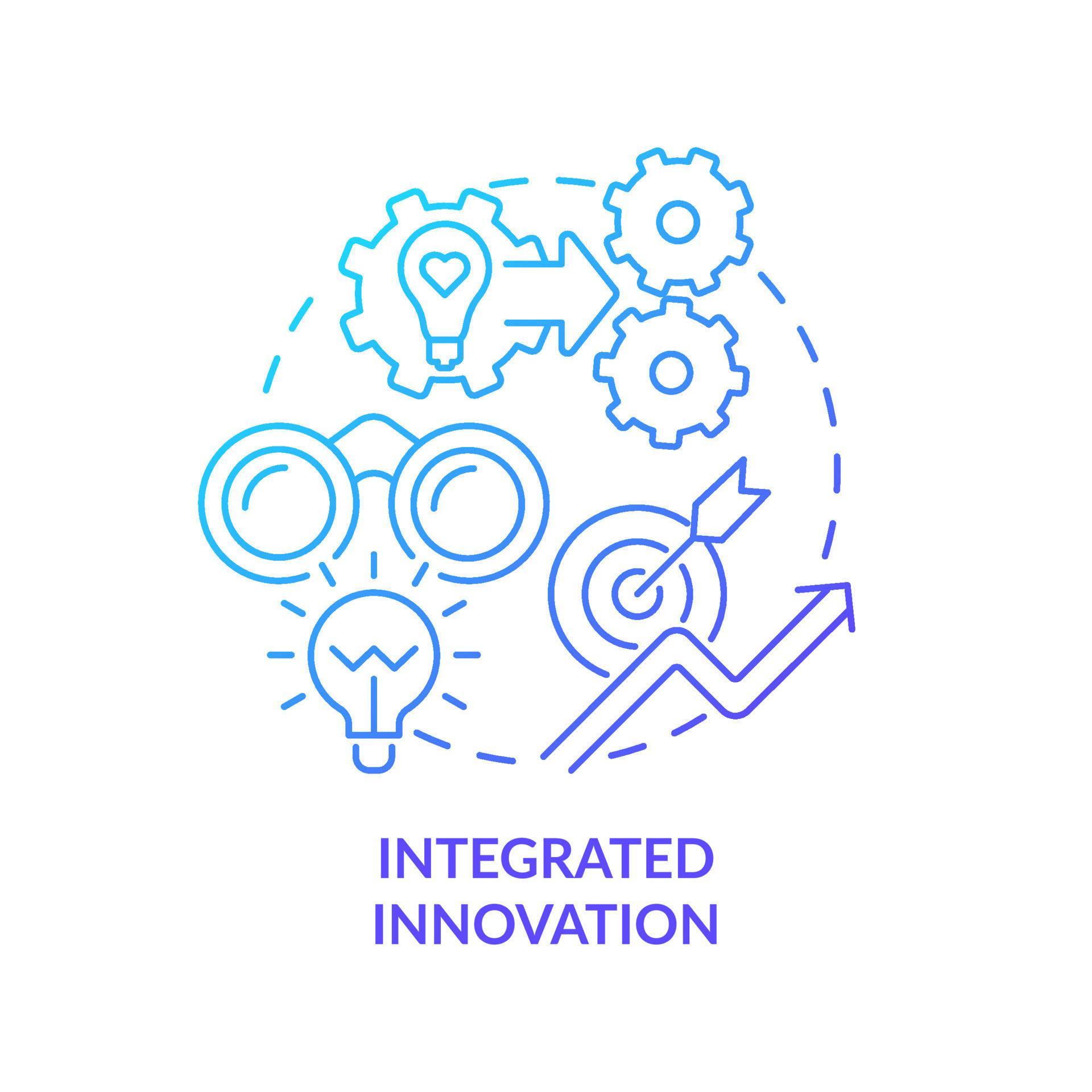 Integrated Innovation Blue Gradient Concept Icon Future Of Innovation Management Aspect