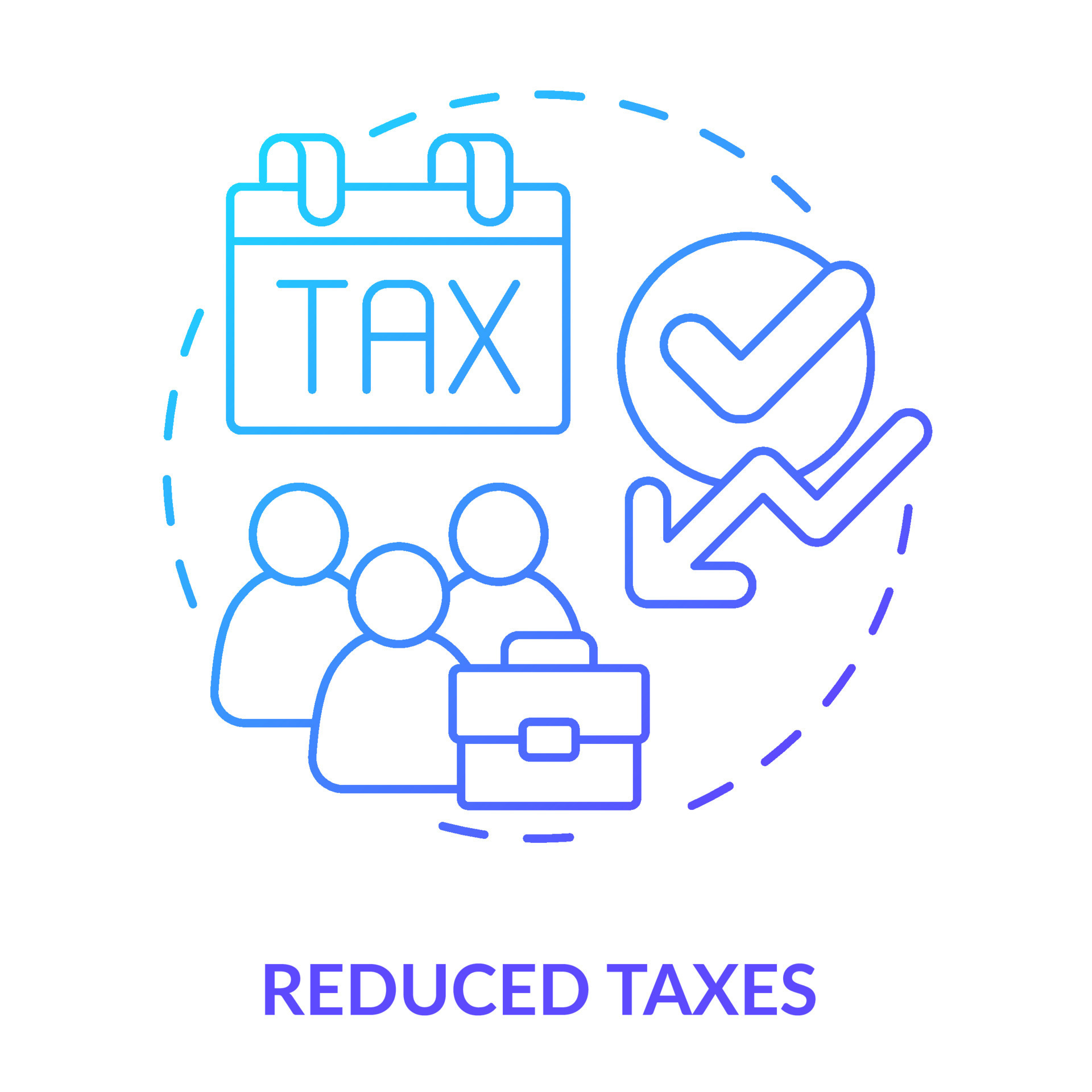Reduced Taxes Blue Gradient Concept Icon Cooperative Society Benefit Abstract Idea Thin Line