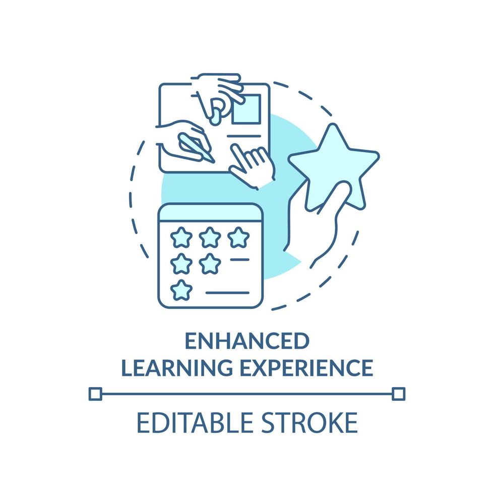 Enhanced learning experience turquoise concept icon. Gamification ... Enhanced learning experience turquoise concept icon. Gamification ...