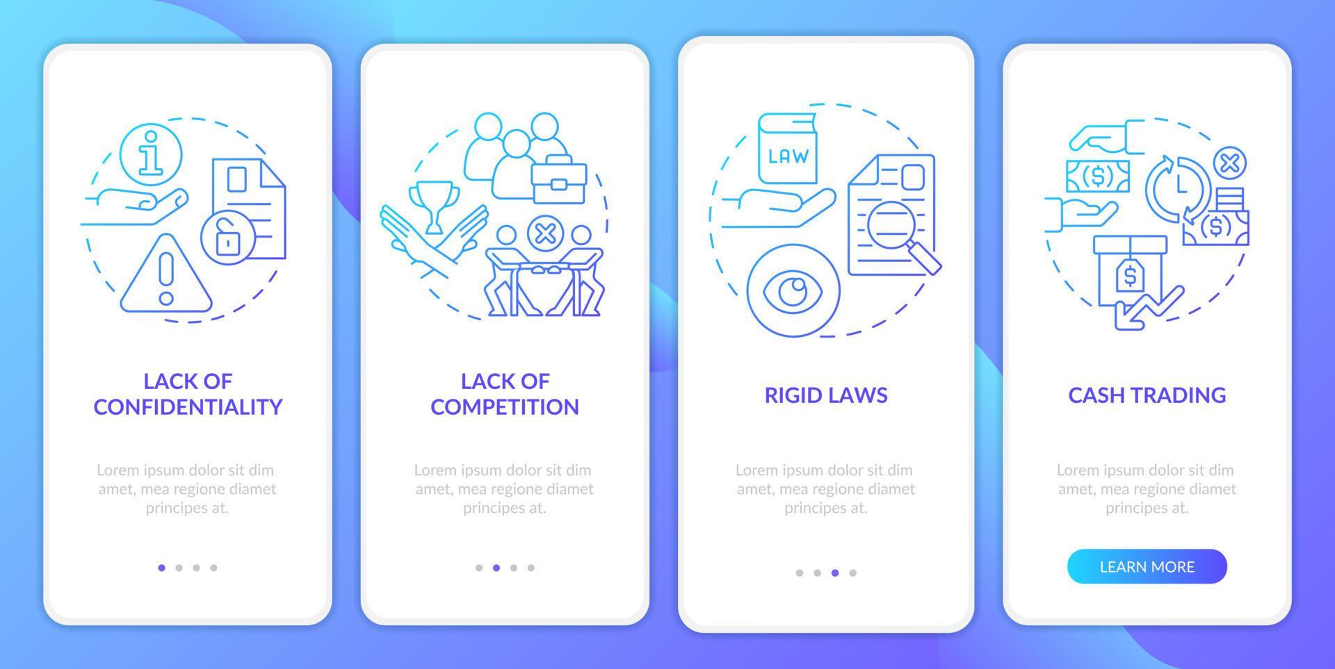 Co-ops disadvantages blue gradient onboarding mobile app screen. Issues ... Co-ops disadvantages blue gradient onboarding mobile app screen. Issues ...