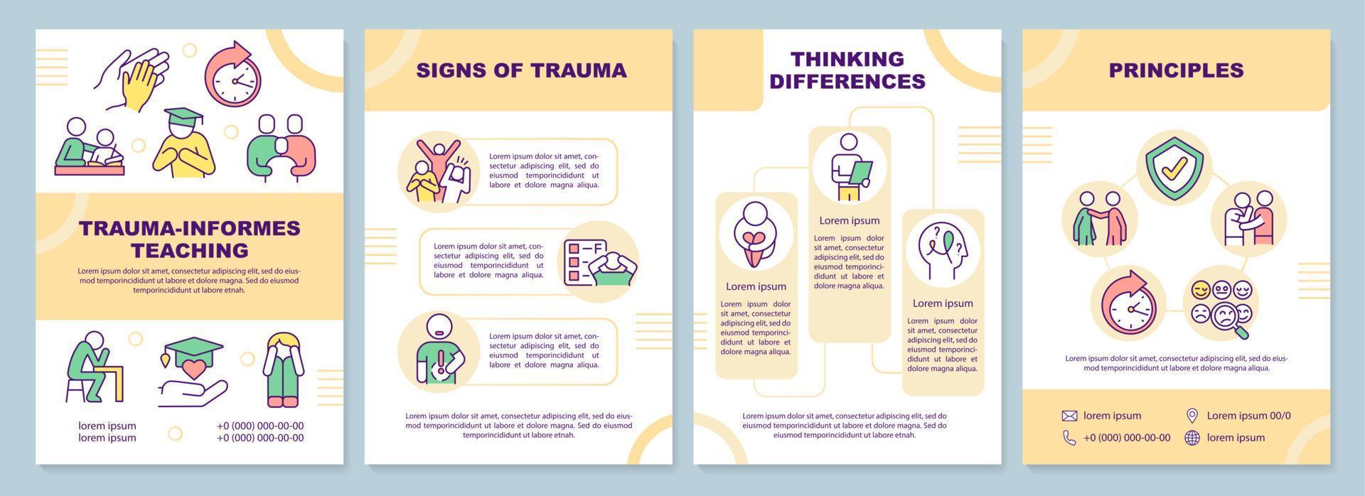 Trauma informed teaching yellow brochure template. Students behavior ...
