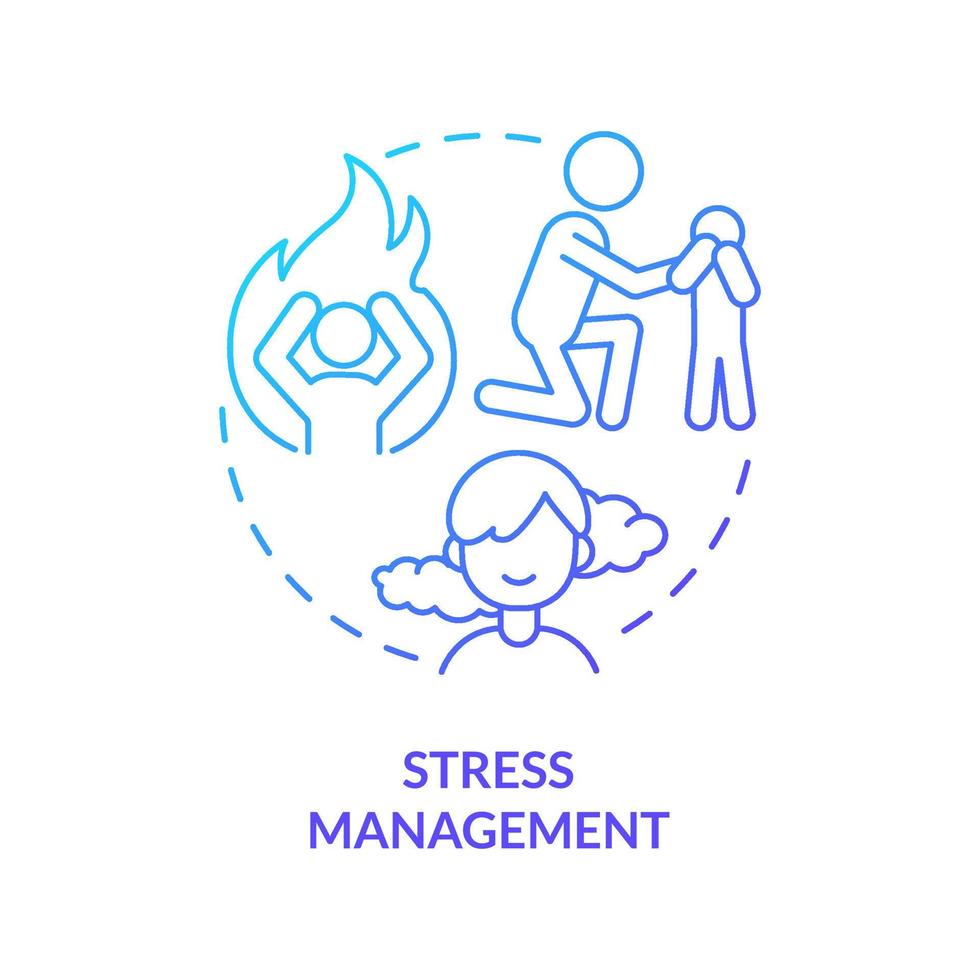 Stress management blue gradient concept icon. Comfort child. Family ... Stress management blue gradient concept icon. Comfort child. Family ...