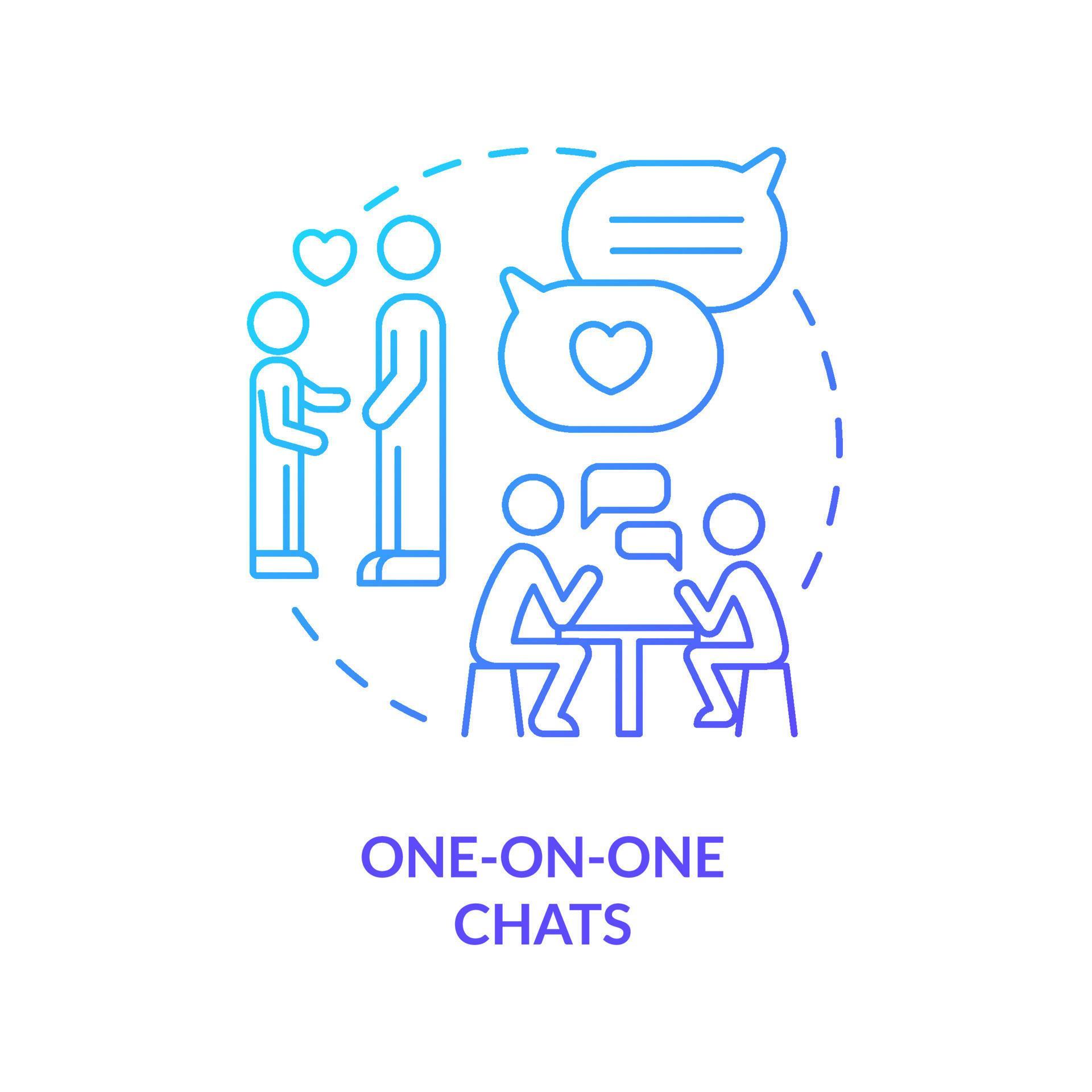 One on one chats blue gradient concept icon. Individual relationship ...
