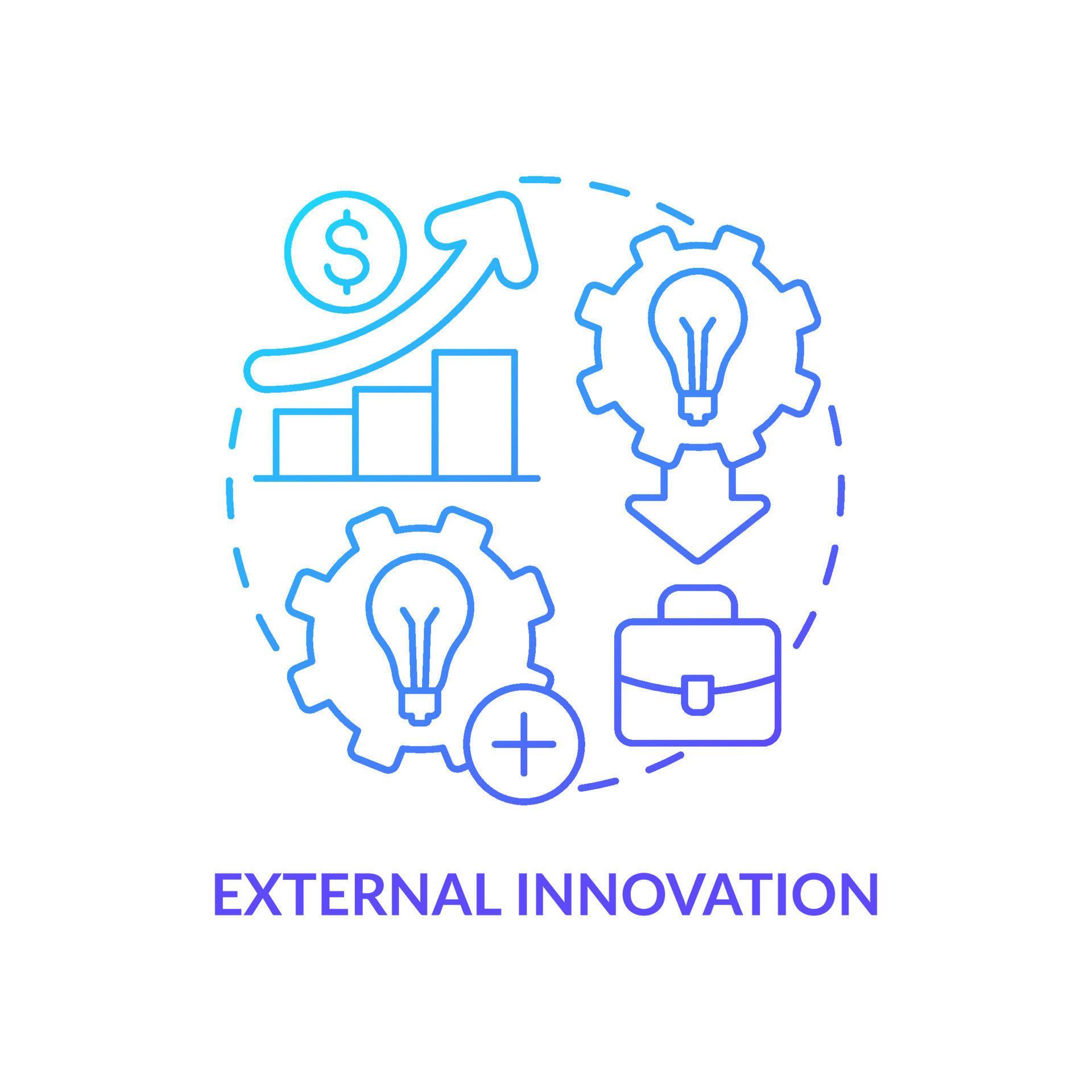 External innovation blue gradient concept icon. Source for idea generation abstract idea thin ...