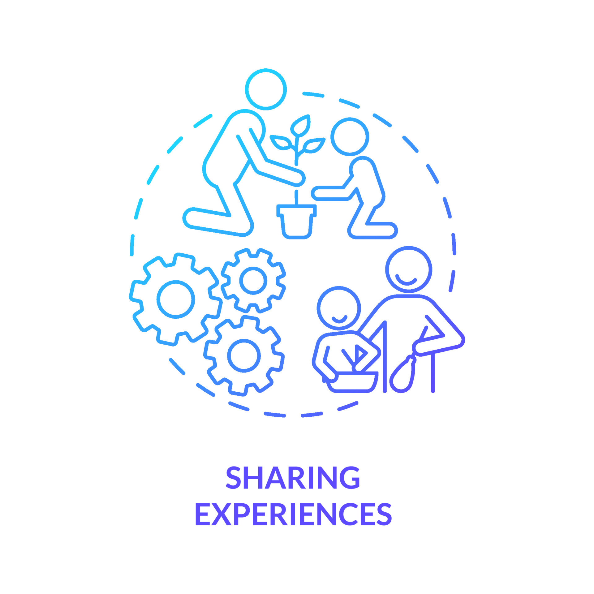 Sharing experiences blue gradient concept icon. Bringing up child ... Sharing experiences blue gradient concept icon. Bringing up child ...