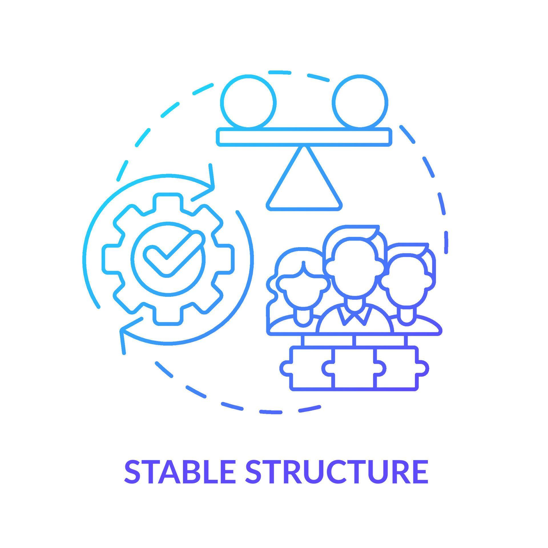 Stable structure blue gradient concept icon. Cooperative society benefit abstract idea thin line ...