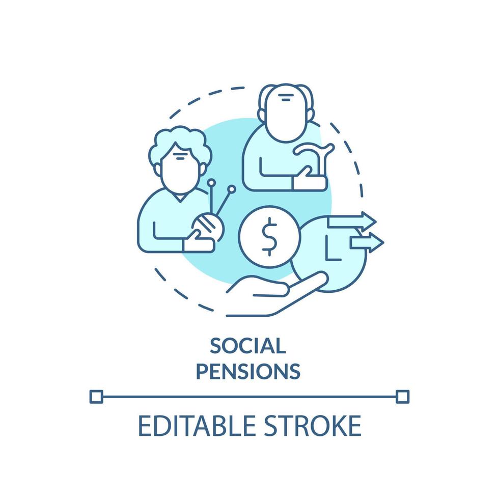 Social pensions turquoise concept icon. Financial support. Social ... Social pensions turquoise concept icon. Financial support. Social ...