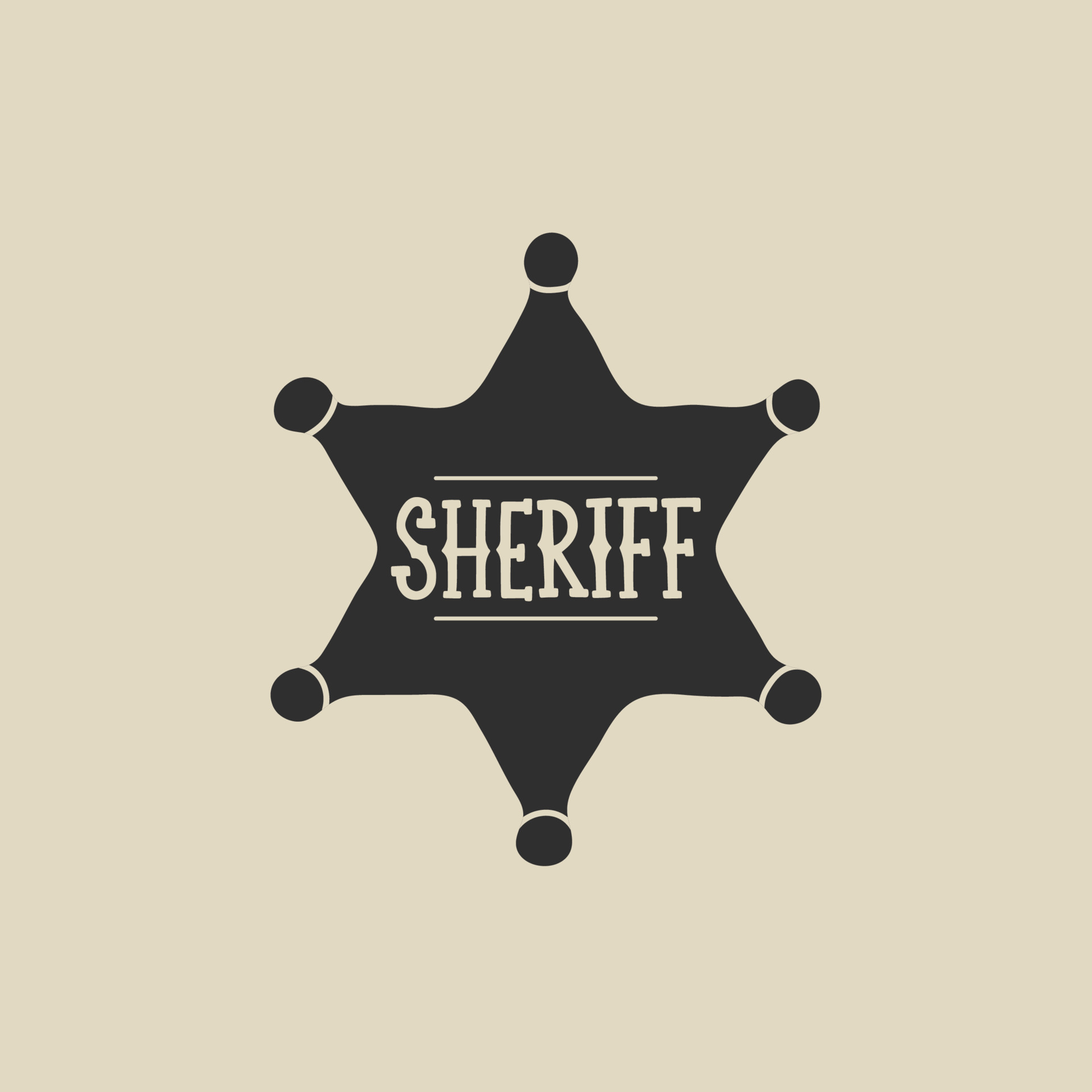 Wild west retro element in modern flat, line style. Hand drawn vintage vector illustration of ...