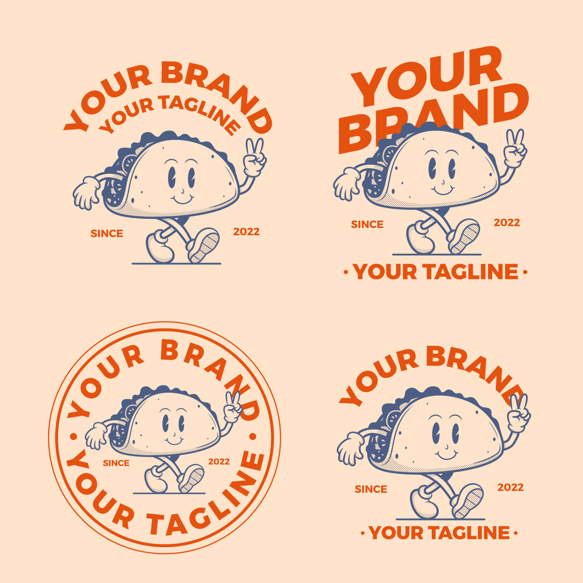 Taco logo mascot, retro style art, character design, taco logo design ... Taco logo mascot, retro style art, character design, taco logo design ...