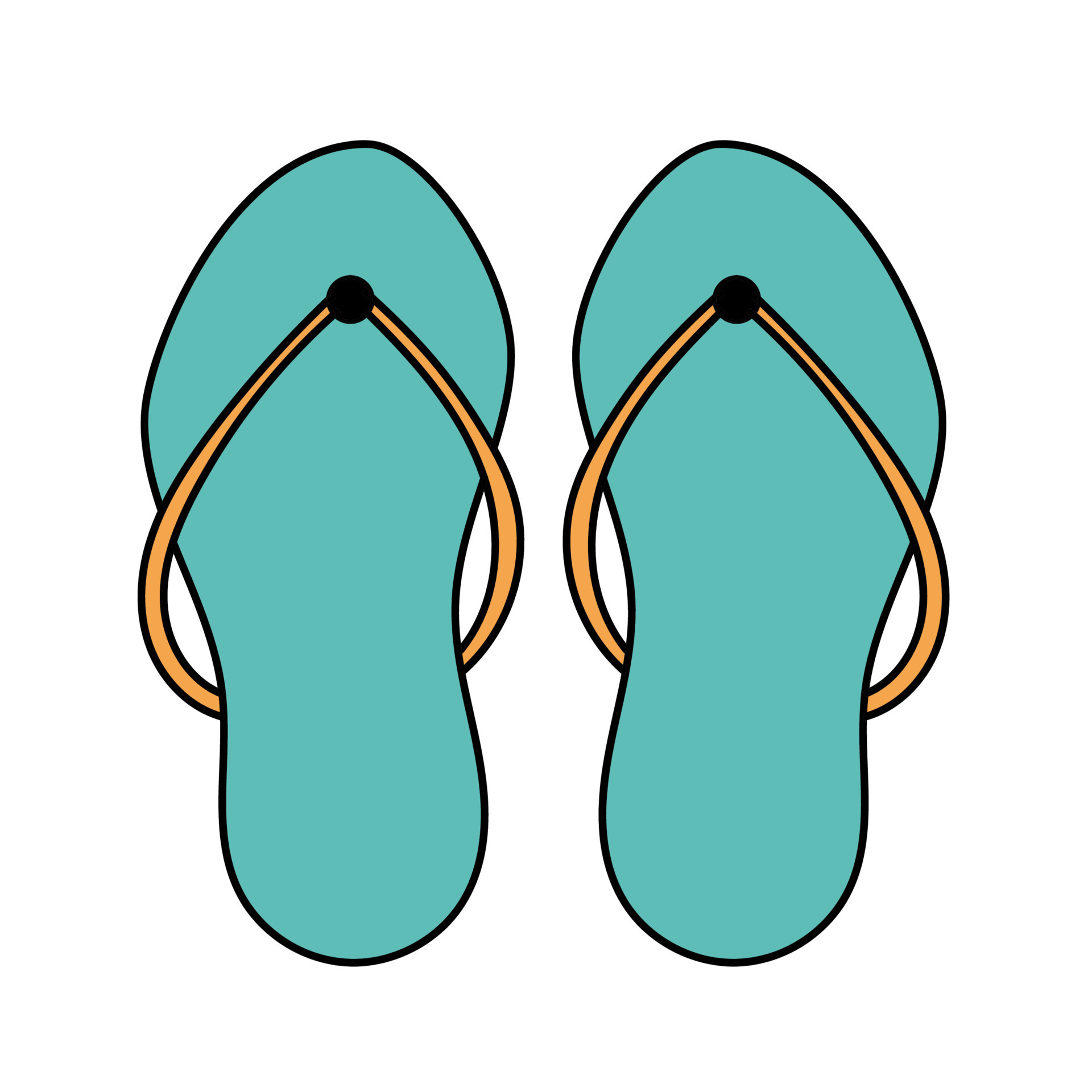 Doodle Beach Flip Flops Summer Shoes Simple Illustration Isolated On
