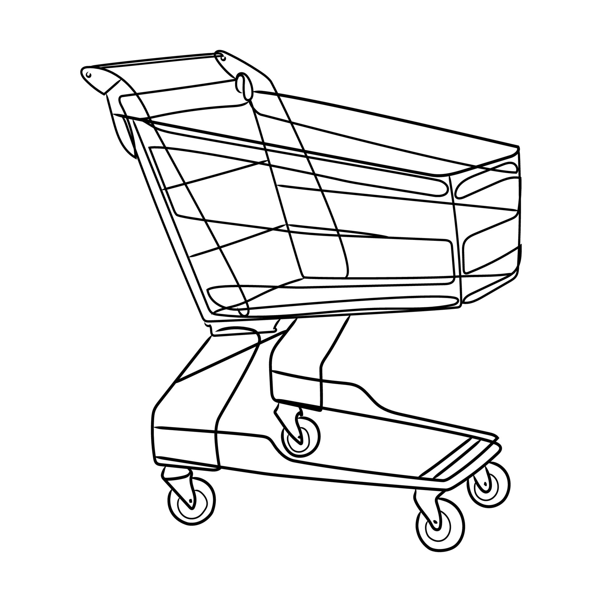 Shopping Cart Line Drawing Vector Isolated Illustration On White Backgrounddoodle Empty